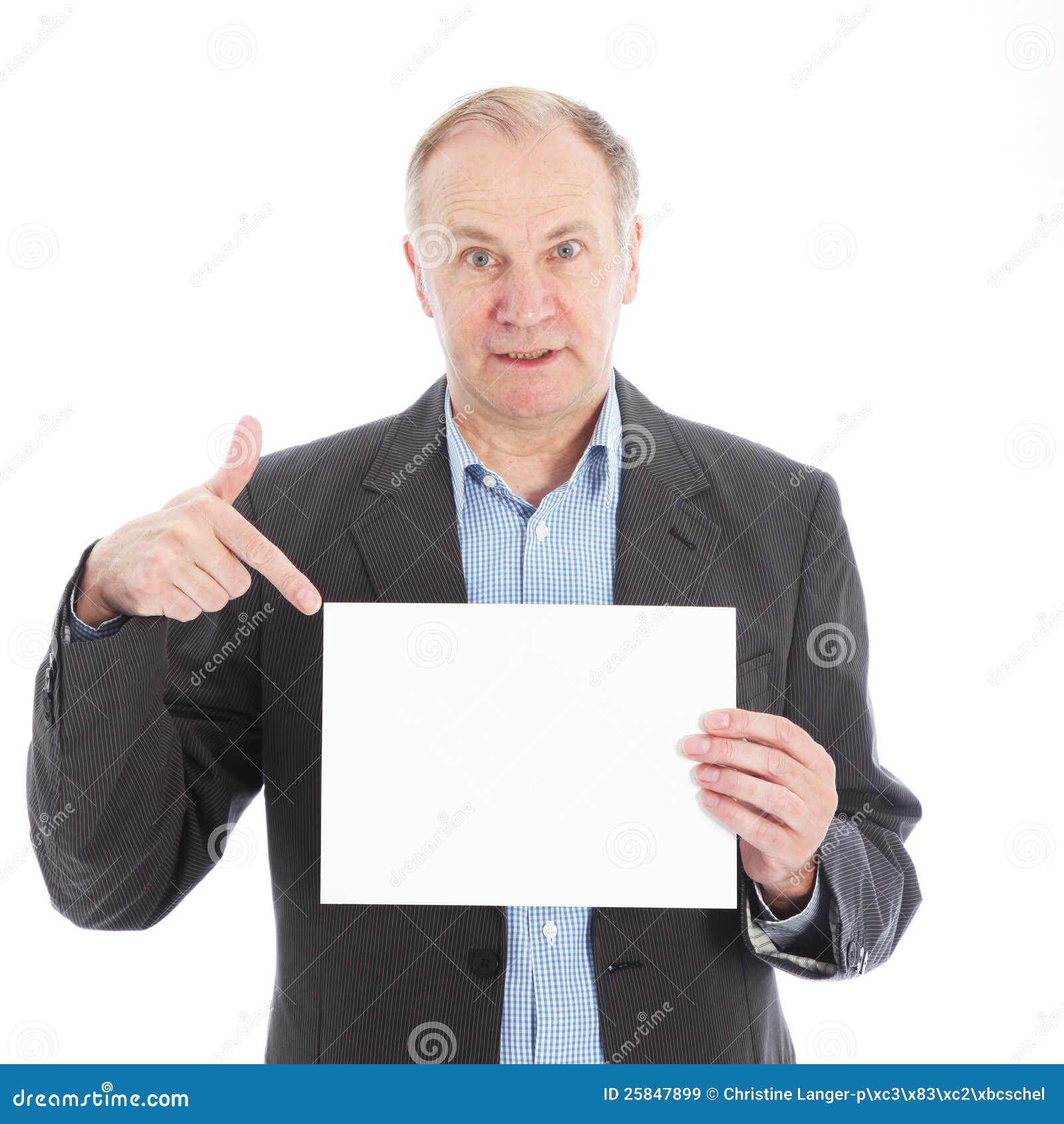 Businessman Pointing To Blank Card Stock Image - Image of finger ...