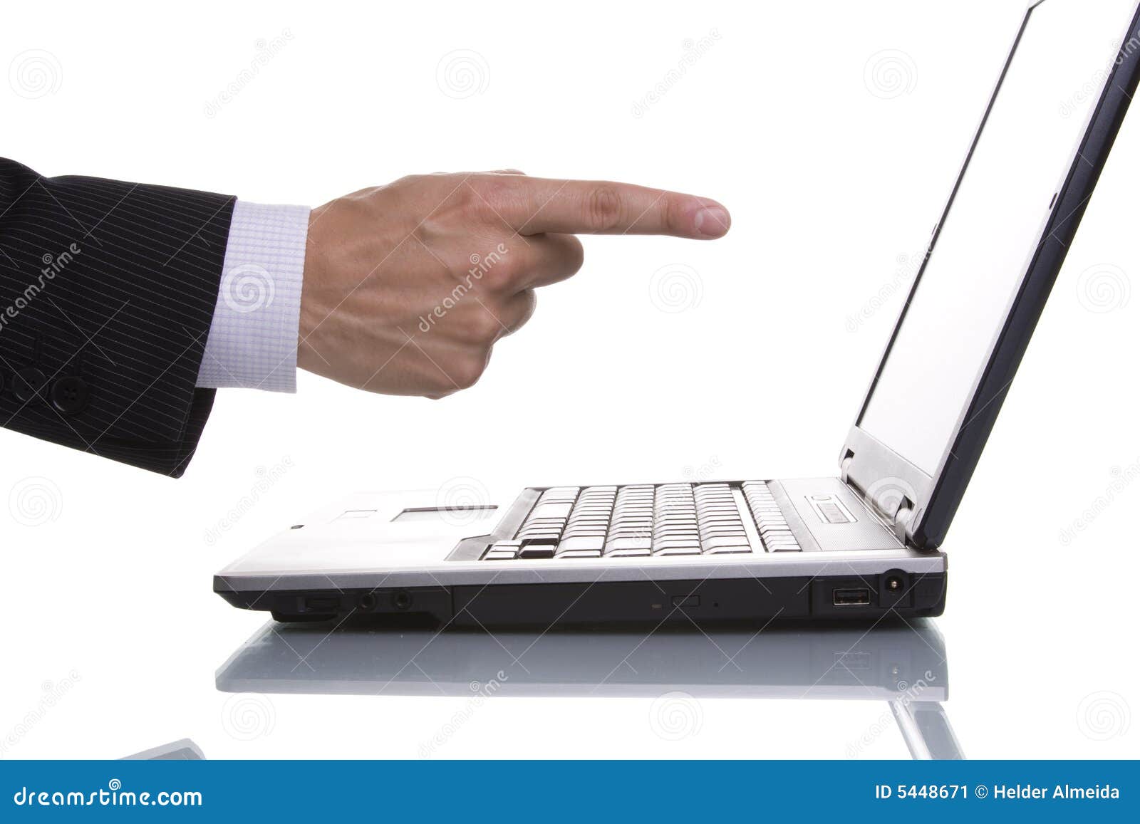 Businessman Pointing To the Laptop Stock Image - Image of hand, laptop ...