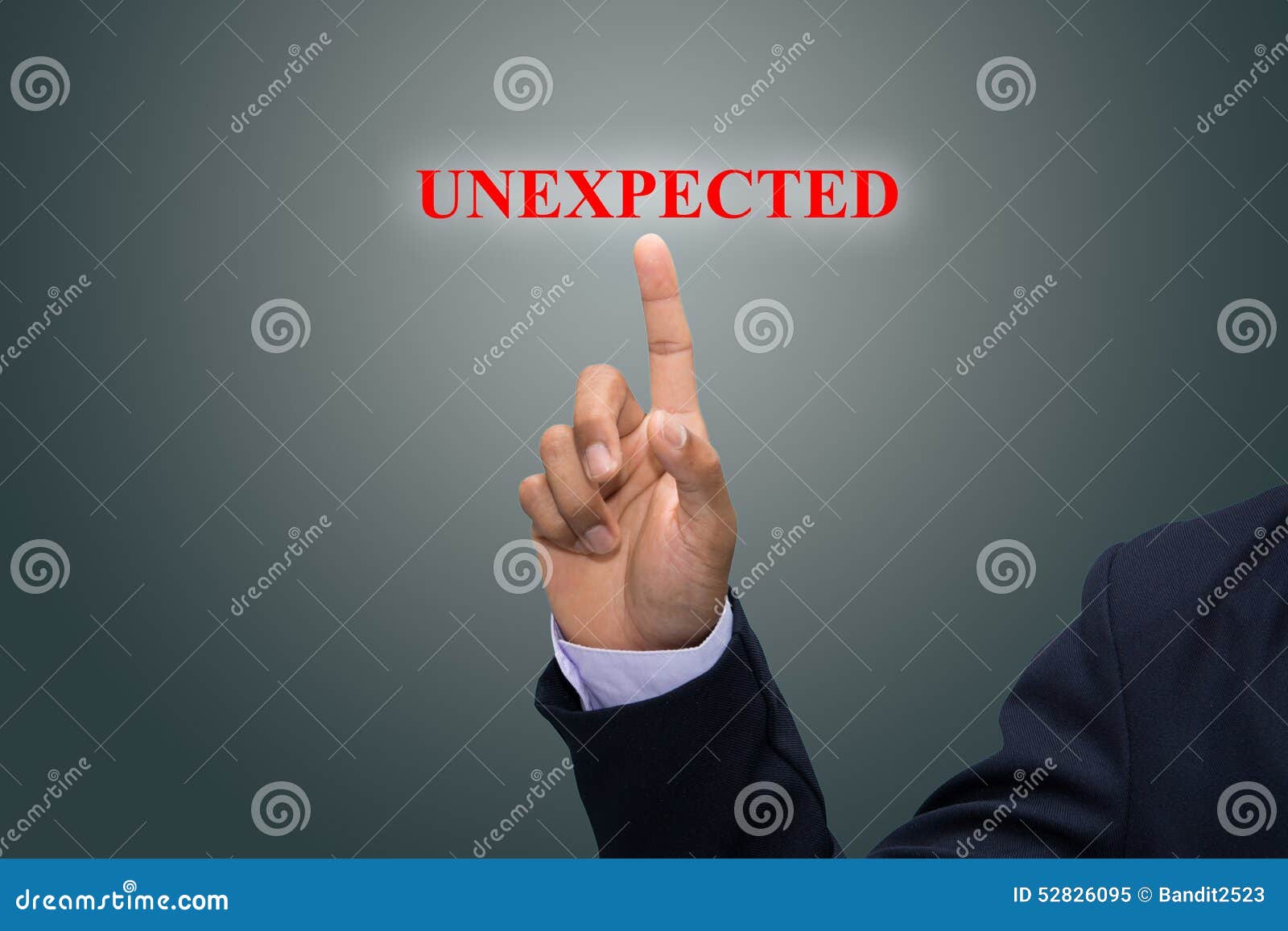 Businessman Pointing To the Word Unexpected Stock Image - Image of hand ...