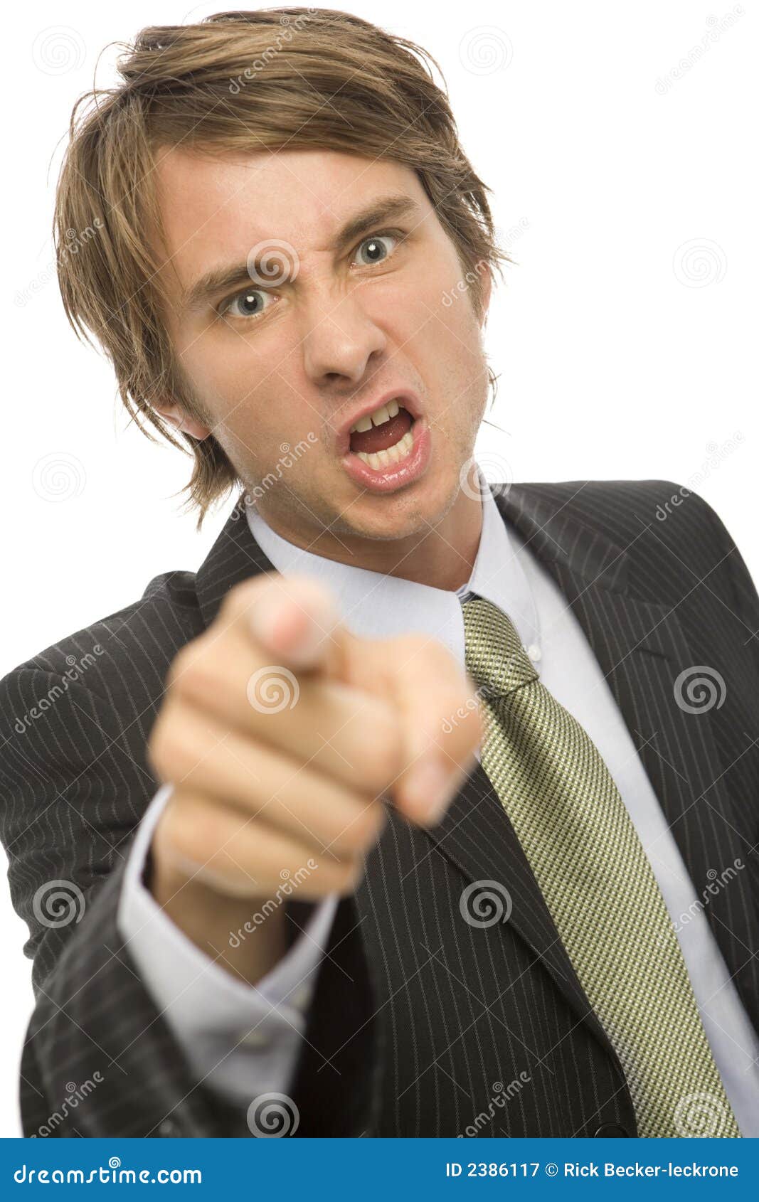 Businessman Points in Anger Stock Image - Image of emotion, trouble ...