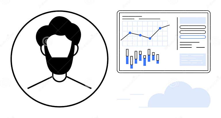 Businessman Portrait with Data Analytics Dashboard and Cloud Computing ...