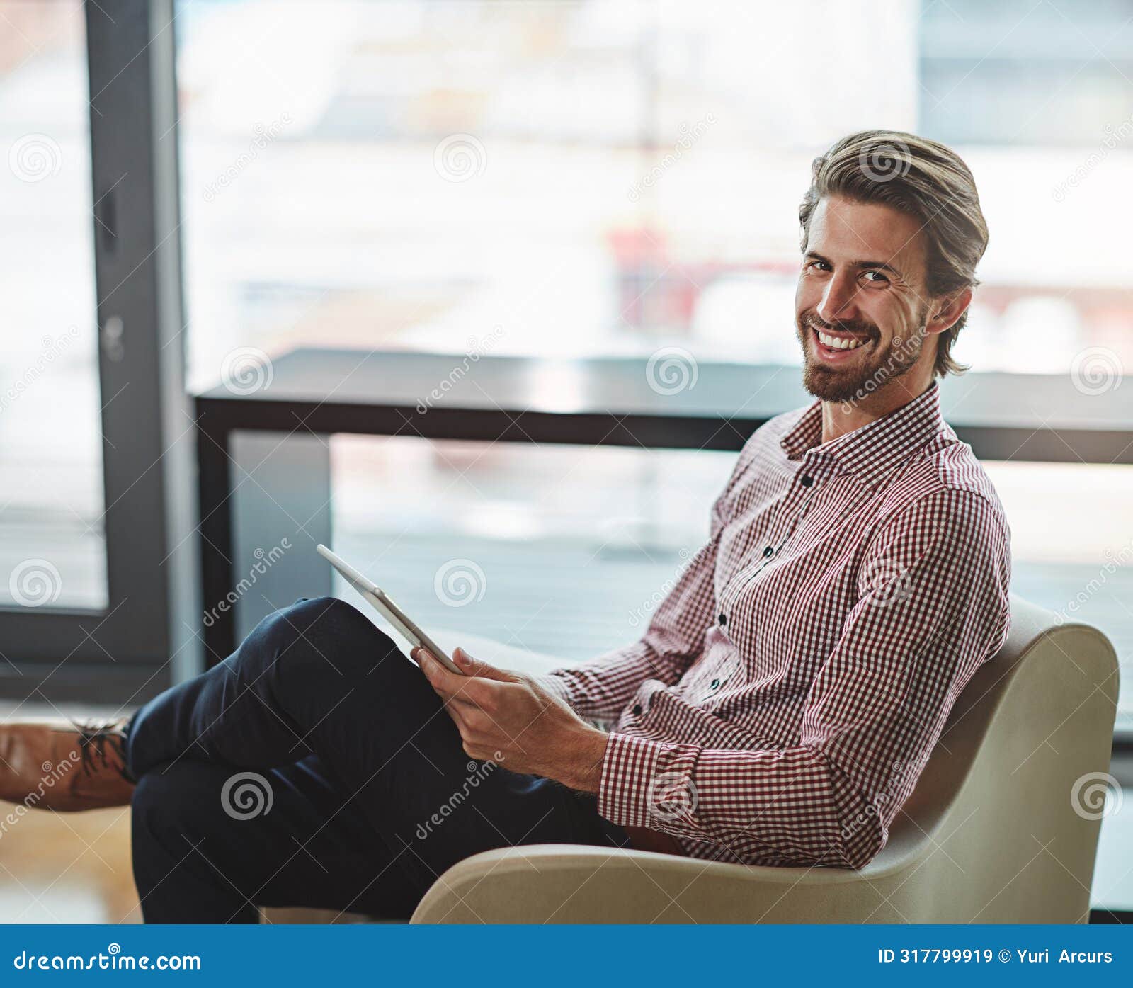 Businessman, Portrait and Office Work on Tablet for Productivity ...