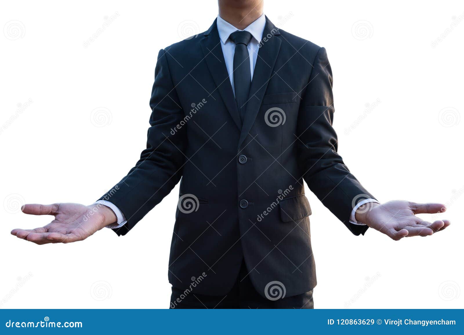 Businessman Pose Open Palms Hands on White Background Stock Image ...