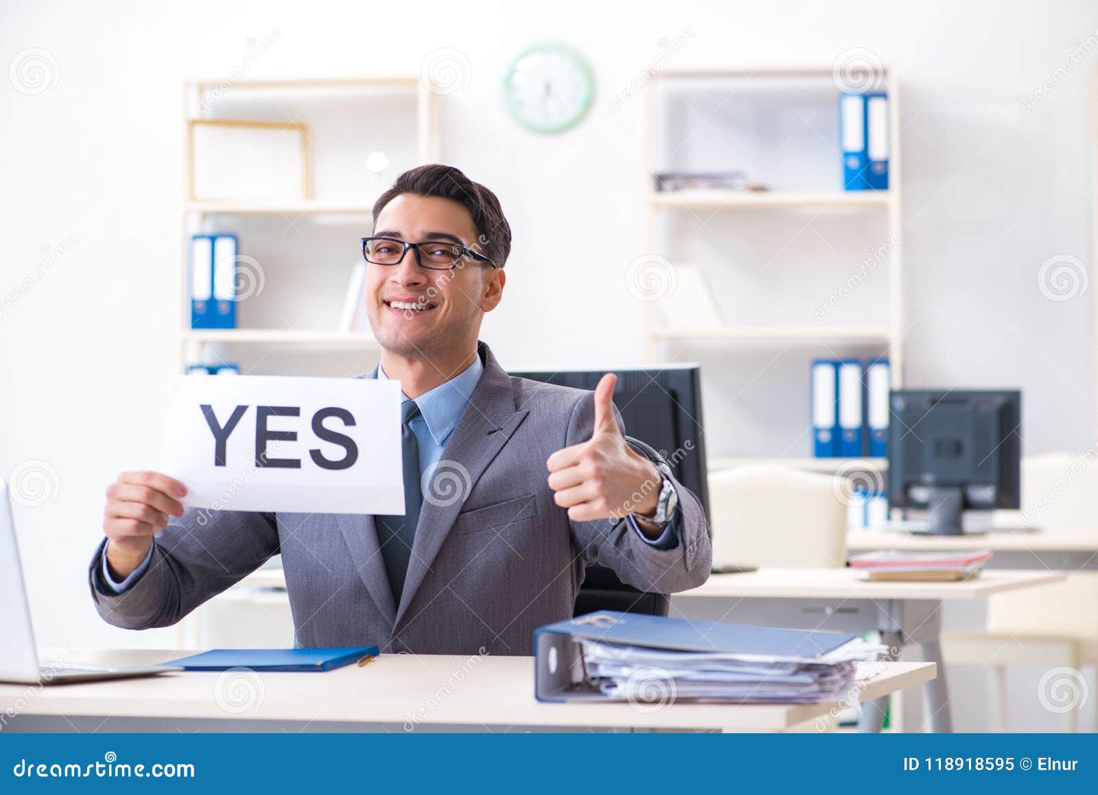 The Businessman in Positive Yes Answer in the Office Stock Image ...