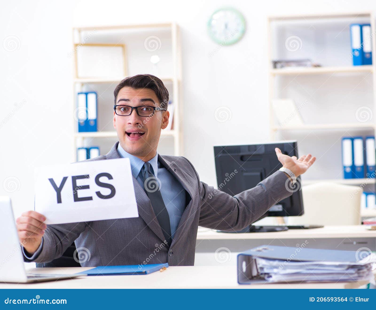 Businessman in Positive Yes Answer in the Office Stock Photo - Image of ...