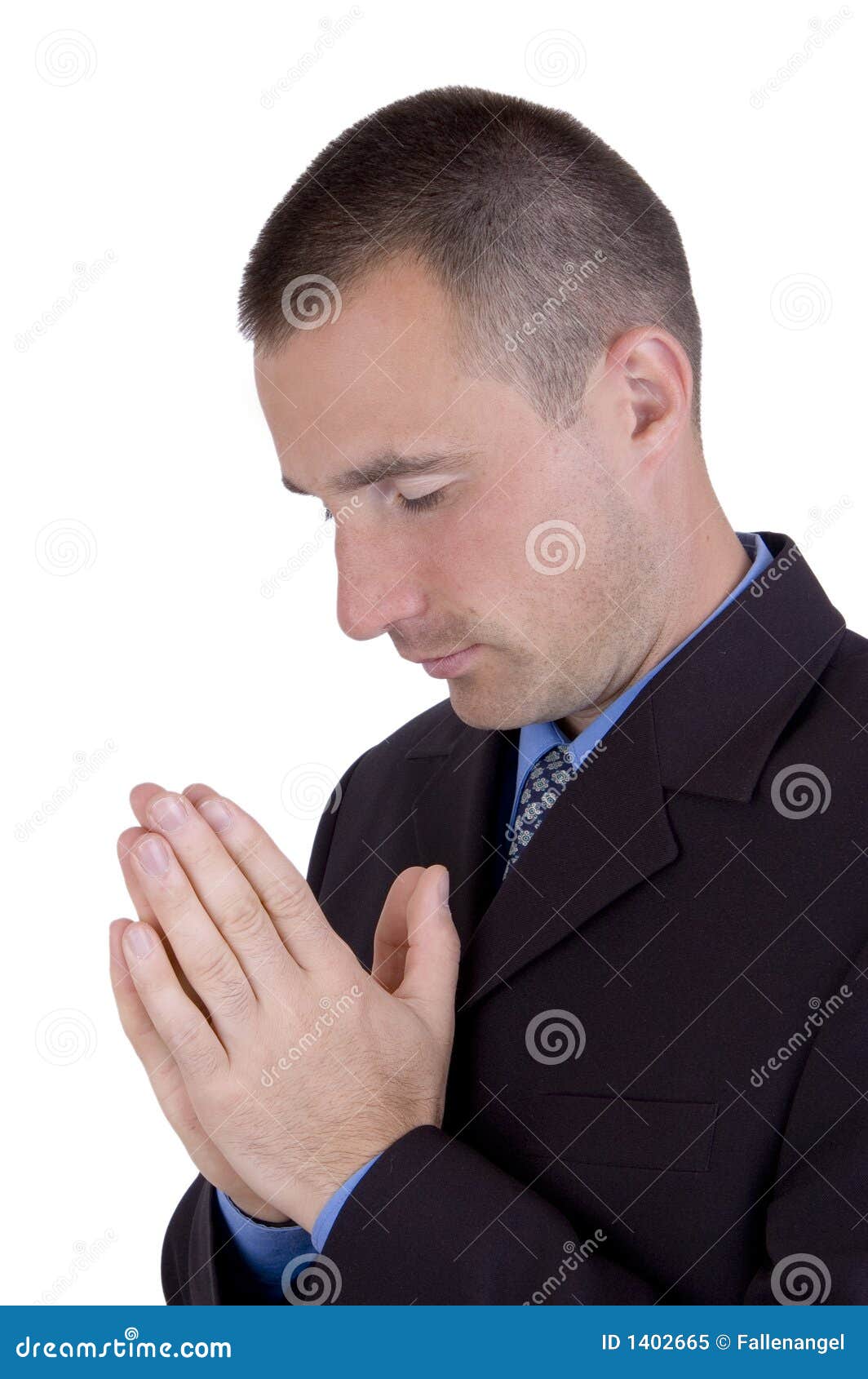 Businessman pray stock image. Image of isolated, contemplation - 1402665