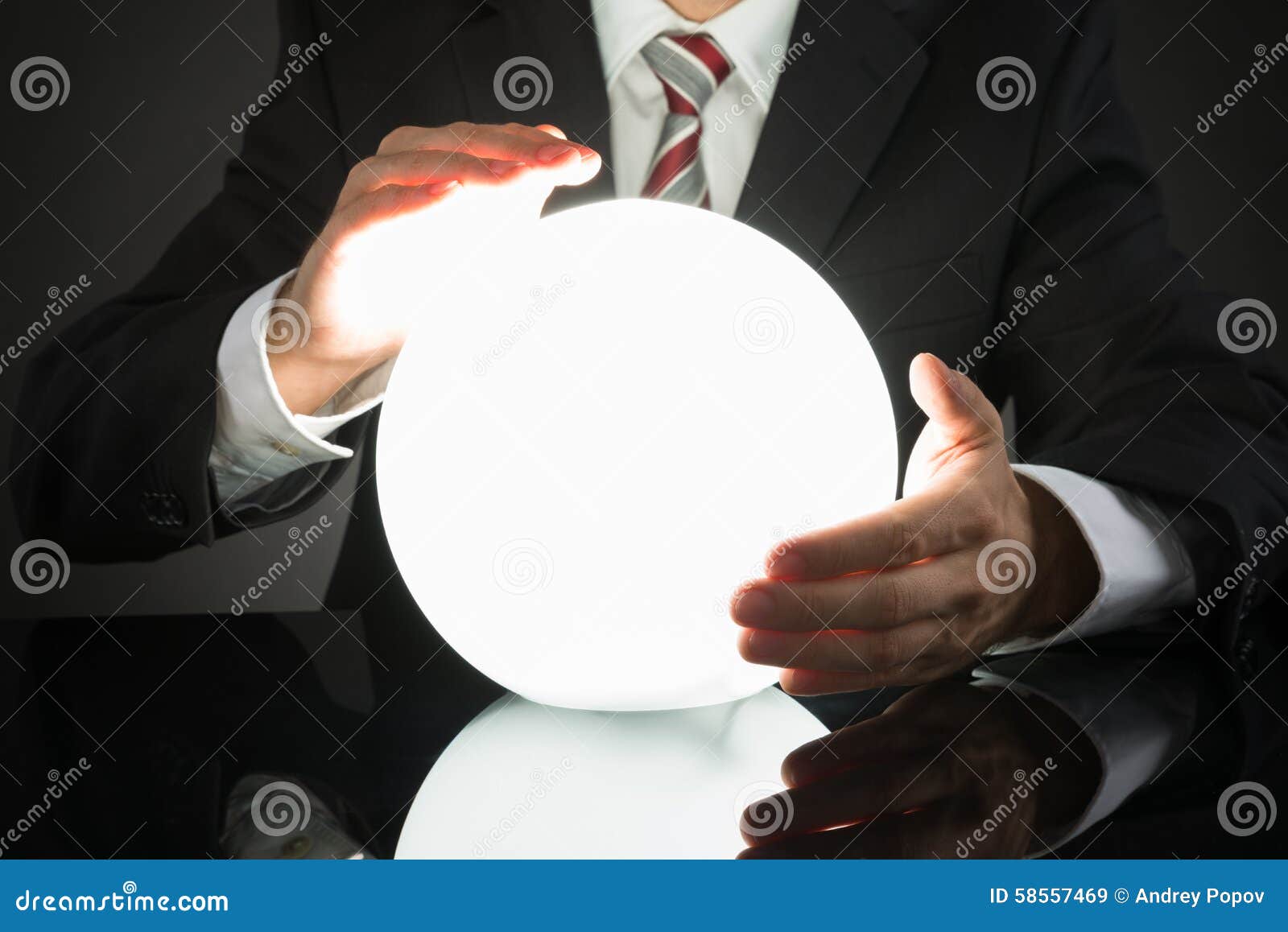 Businessman Predicting Future with Crystal Ball Stock Image - Image of ...