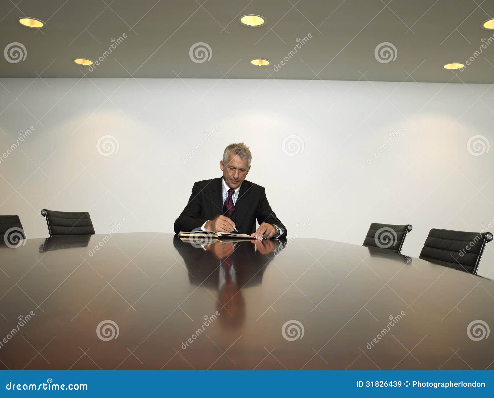 Businessman Preparing Notes in Conference Room Stock Image - Image of ...