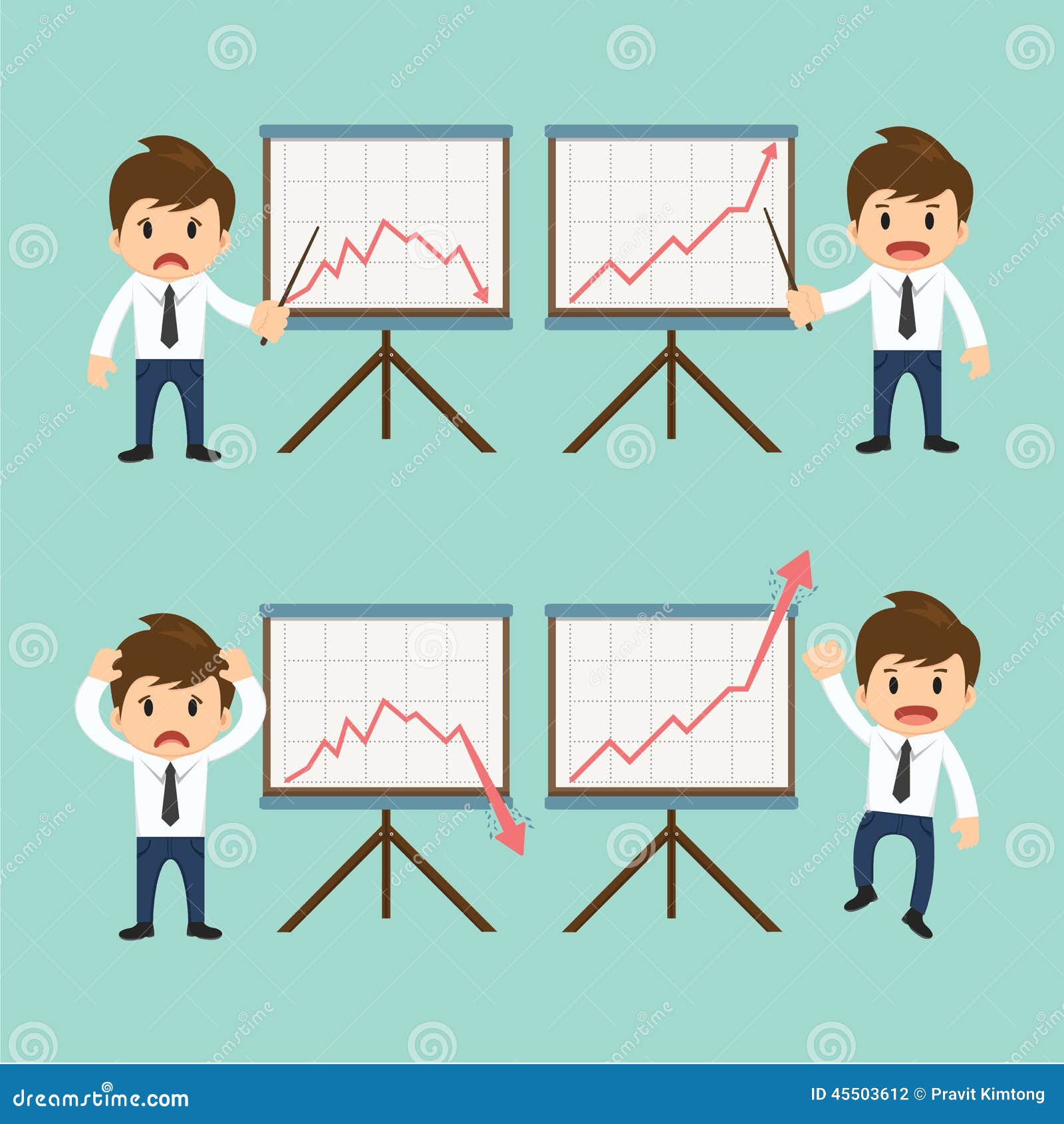 Businessman Descending On The Decreasing Chart Cartoon Vector ...