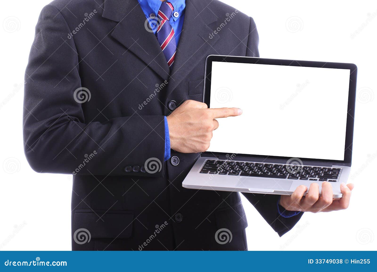 Businessman Presentation on Laptop with White Background Stock Photo ...
