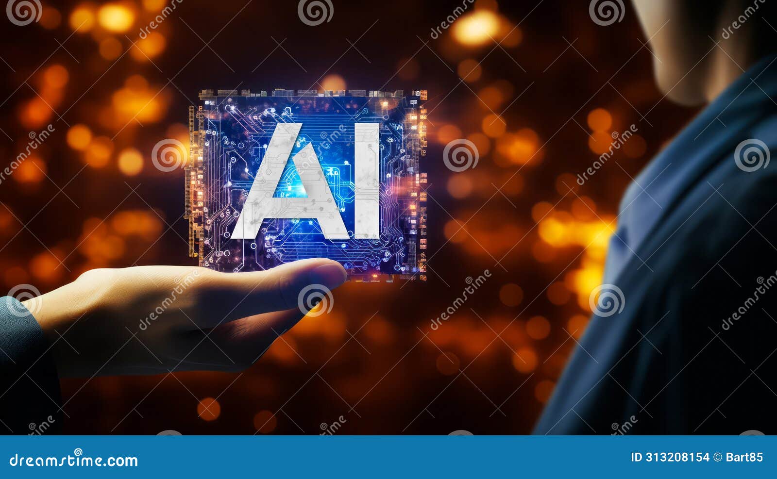 Businessman Presenting Advanced Artificial Intelligence Chip with ...