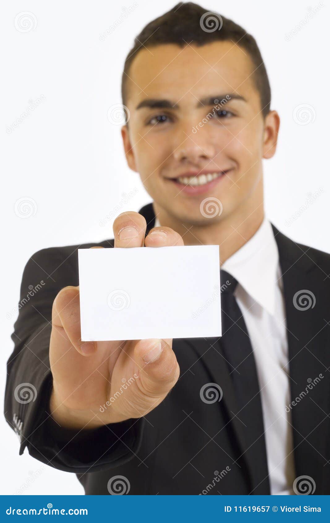 Businessman Presenting Card Stock Image - Image of exchange, marketing ...