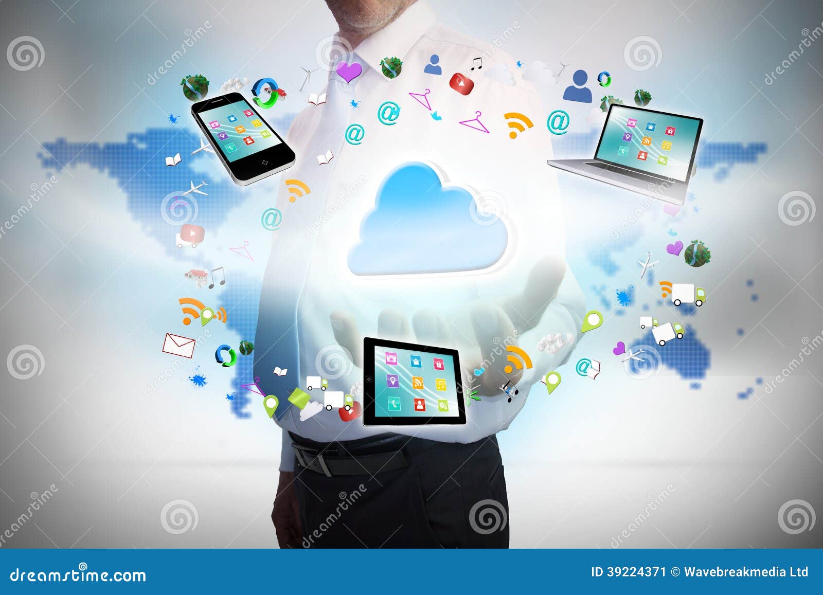 Businessman Presenting Cloud Computing Graphic Stock Image - Image of ...