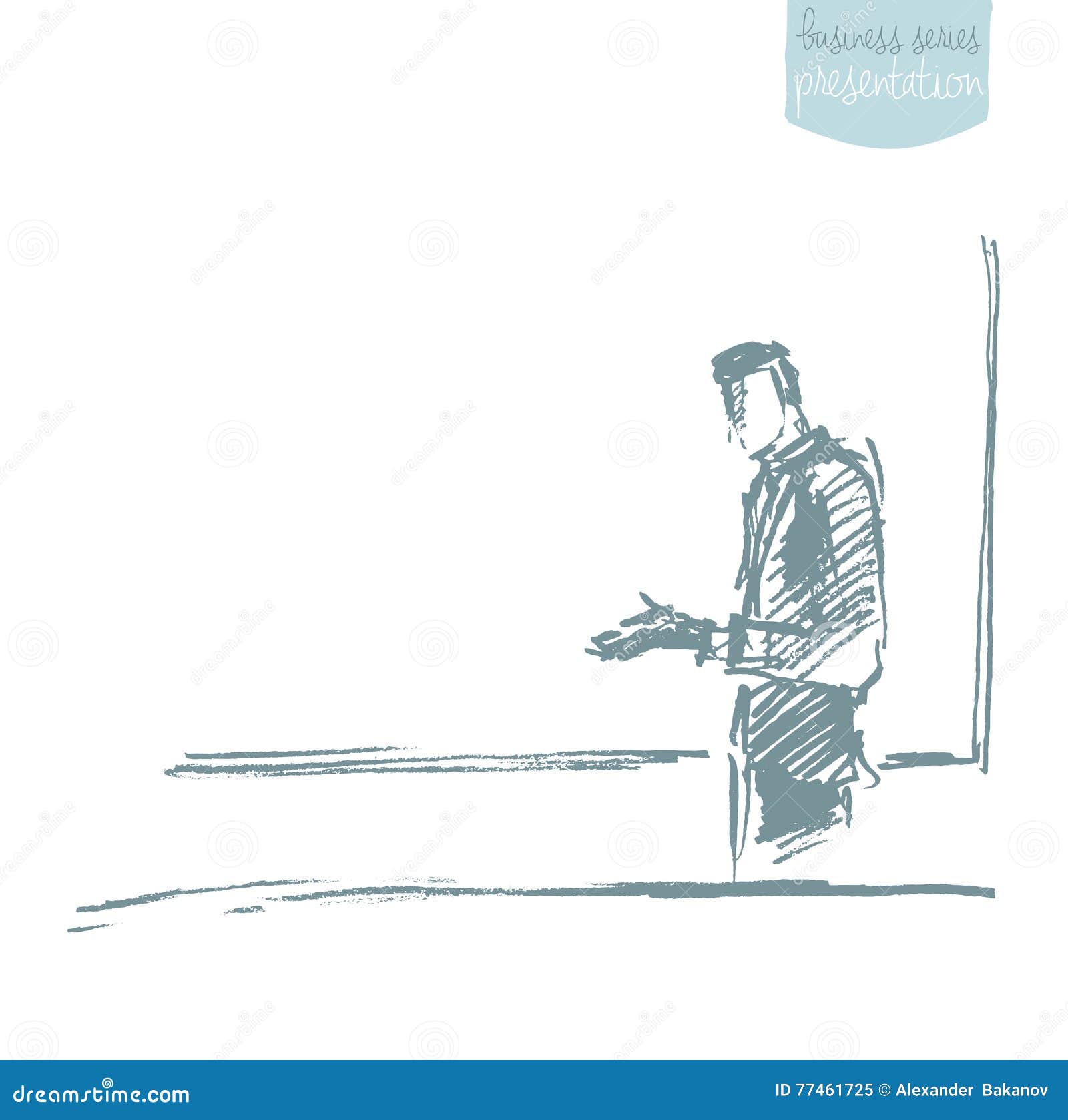 Businessman Presenting Concept Vector Sketch. Stock Vector ...