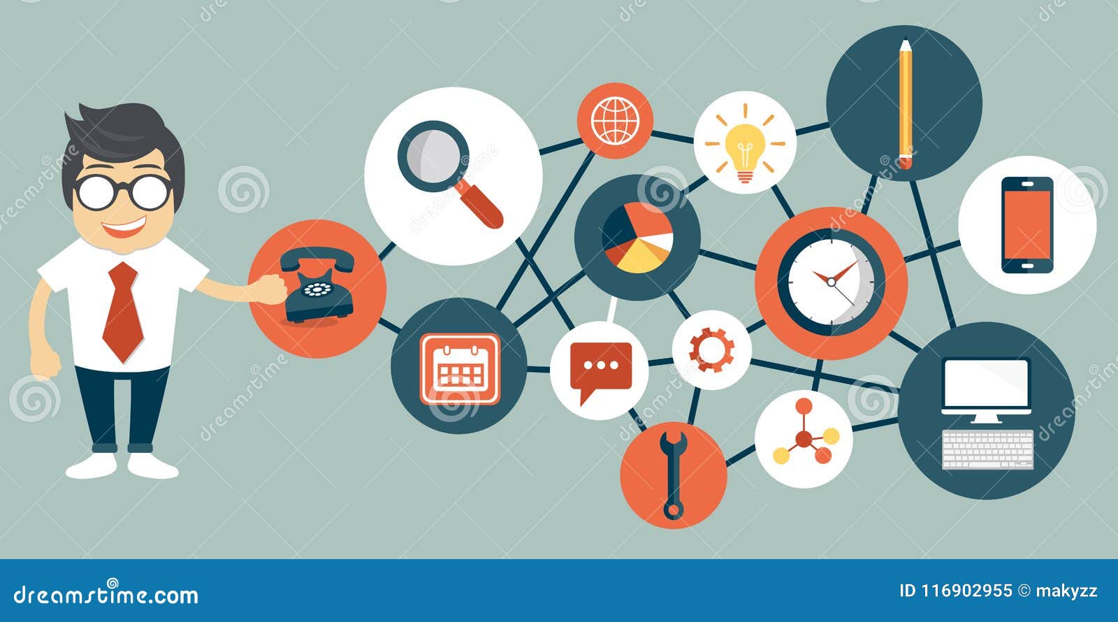 Businessman Presenting Customer Relationship Management. System For ...