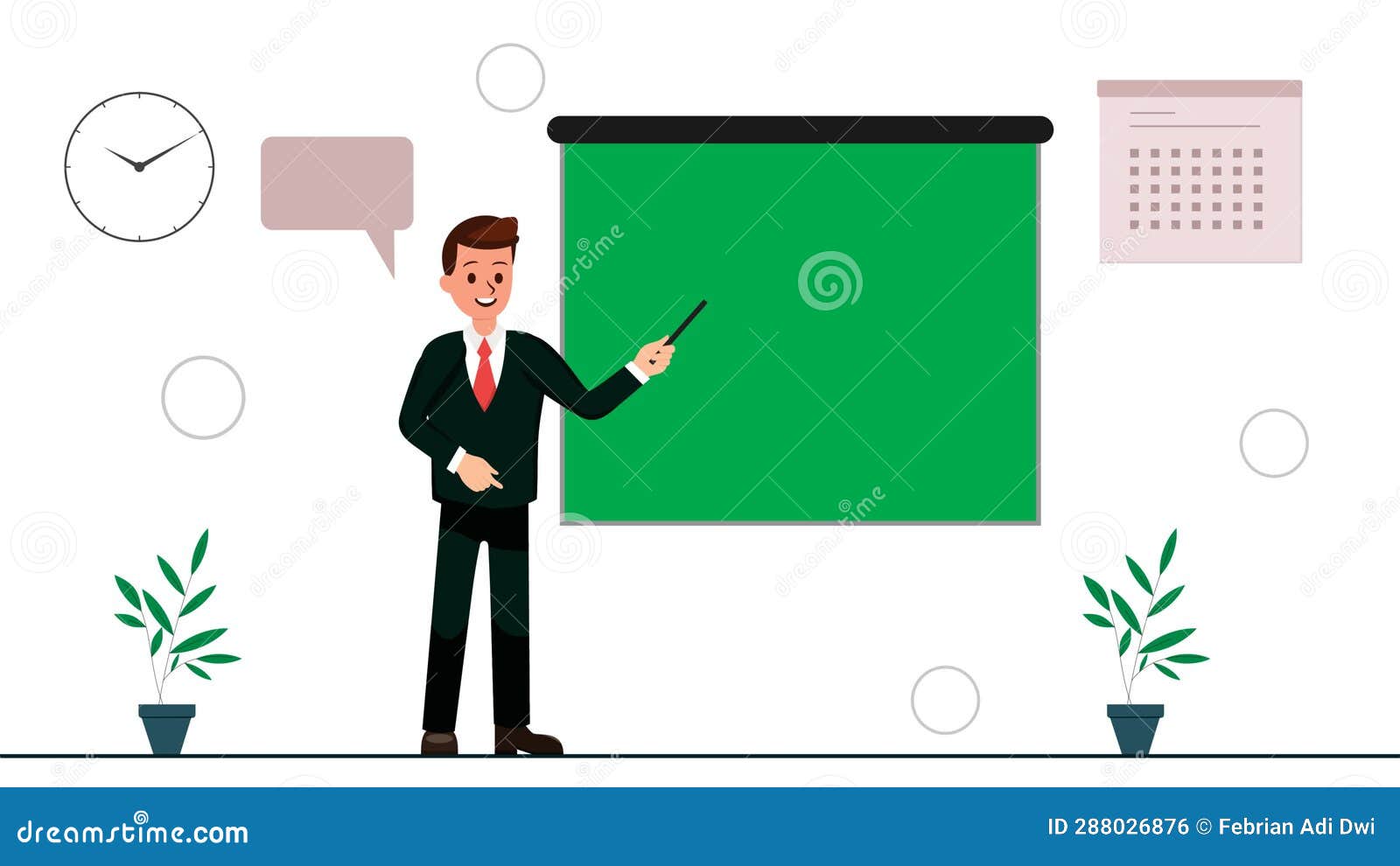 Businessman Presenting and Explaining Using Green Board To Put Text or ...