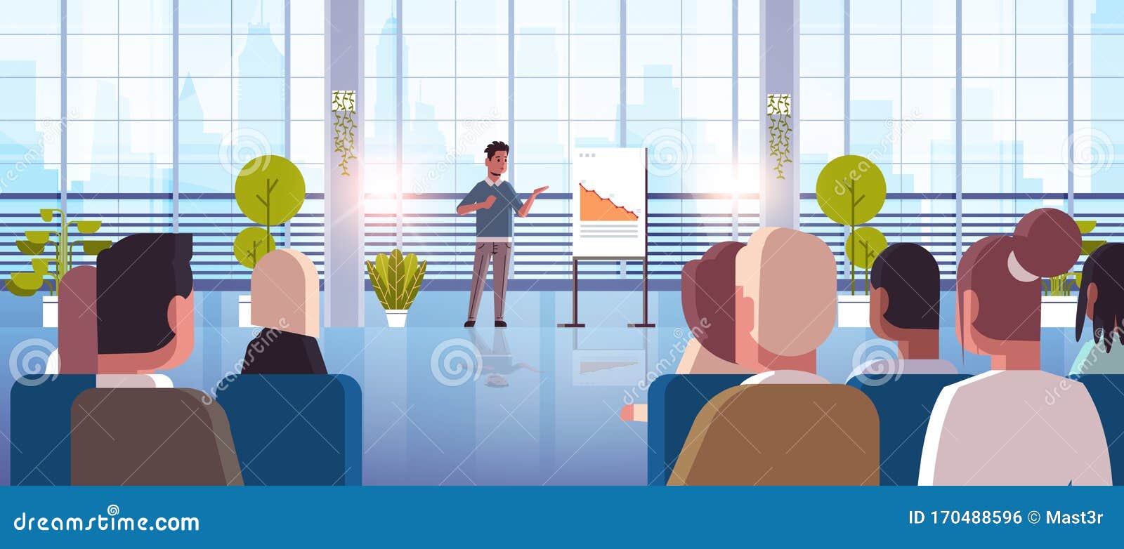 Businessman And Decrease Graph Background Cartoon Vector | CartoonDealer.com #66637543