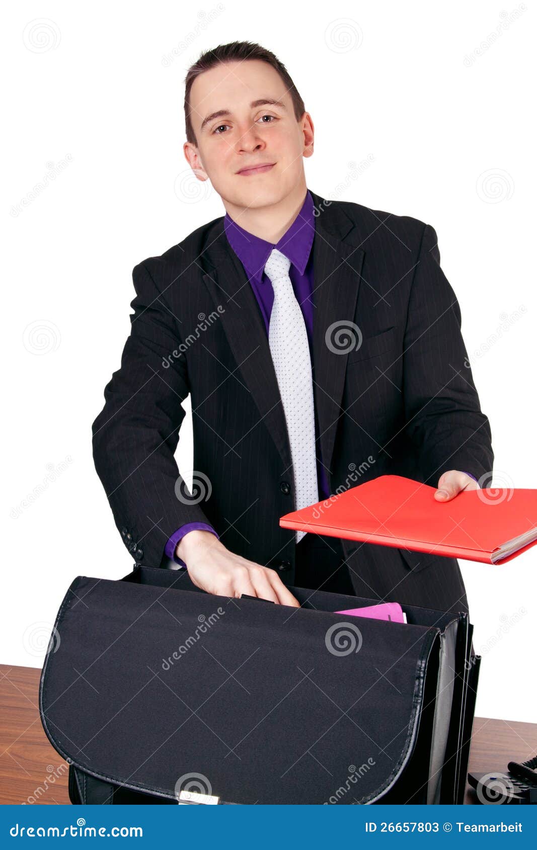 Businessman Presenting Folder Stock Image - Image of folder, attractive ...