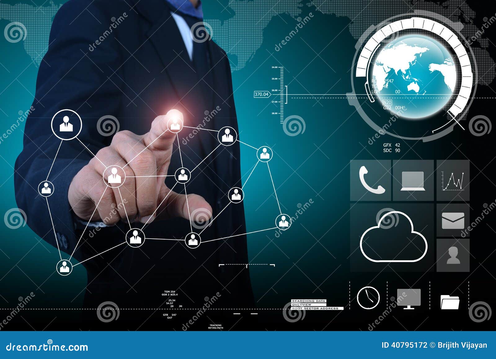 Businessman Presenting Global Network Media Concept Stock Photo - Image ...
