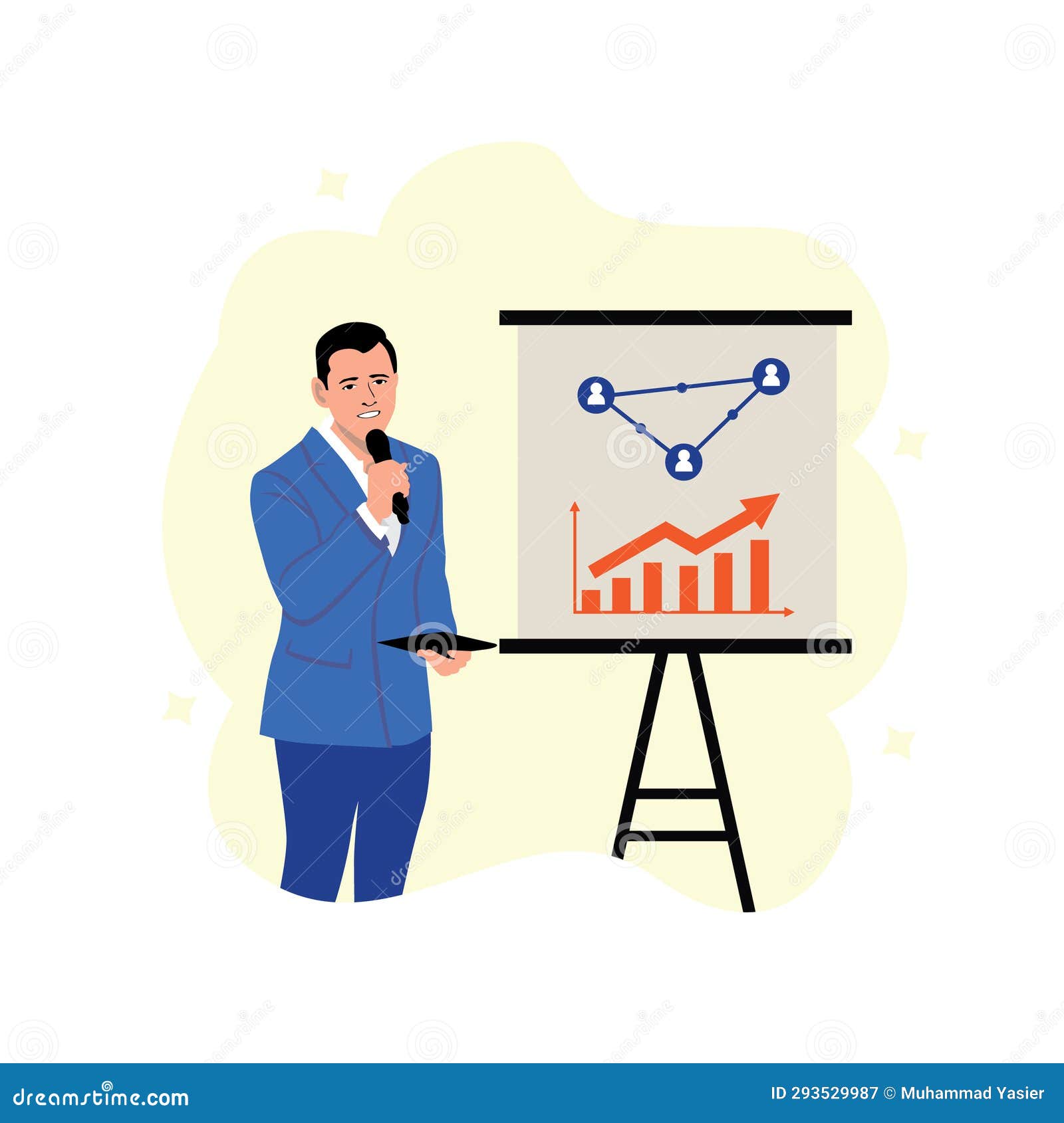 Businessman Presenting Graph on Whiteboard Stock Vector - Illustration ...