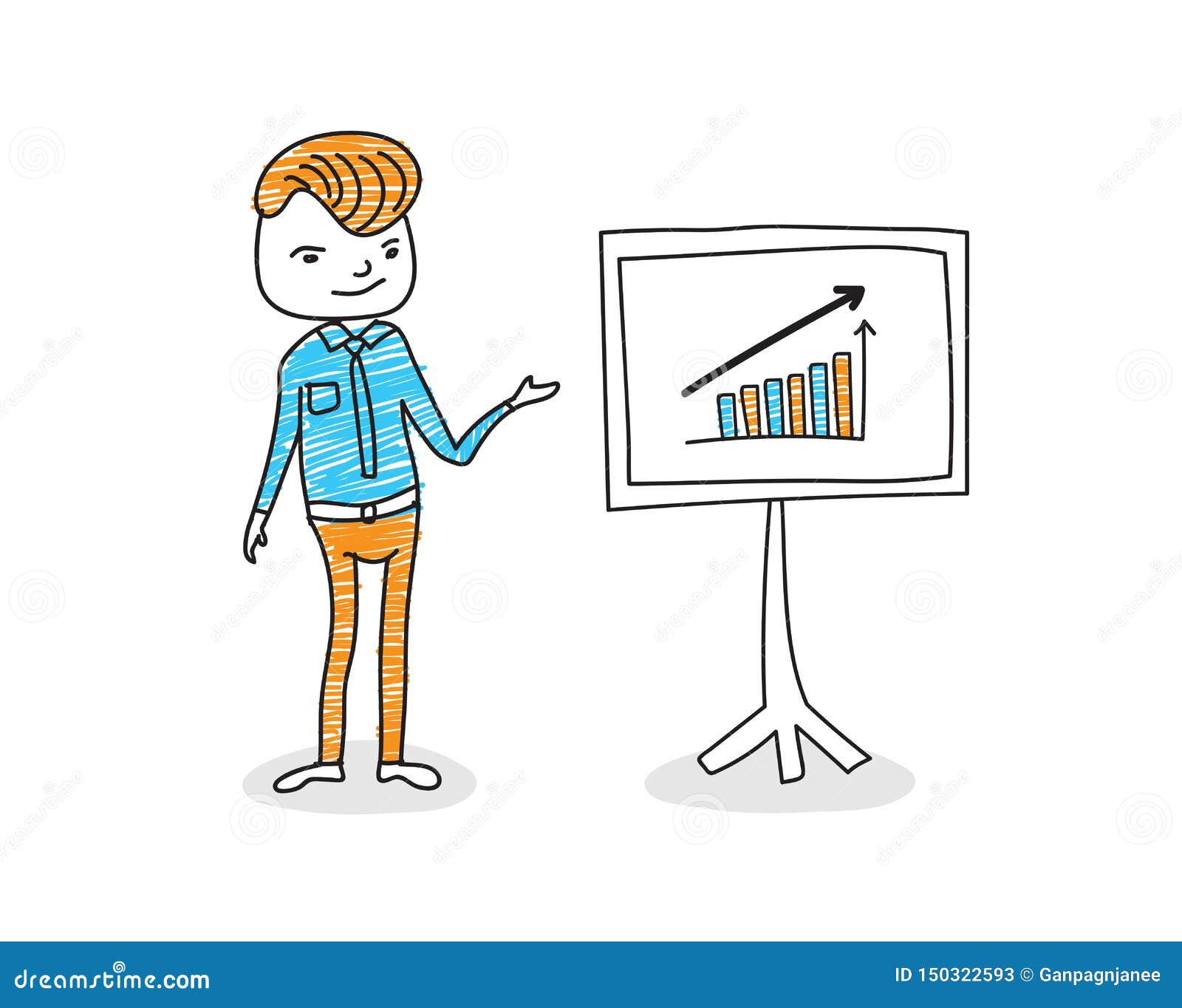 Businessman Presenting Marketing Data On A Presentation Screen Board ...