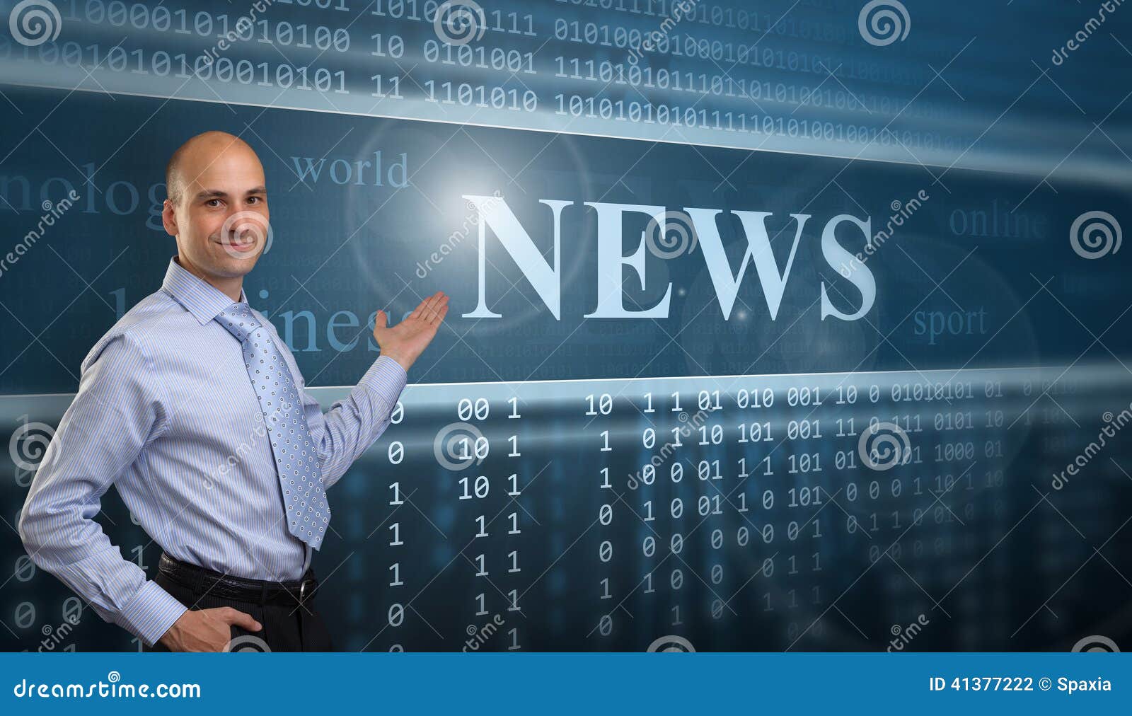 Businessman Presenting the News Stock Photo - Image of media, smile ...