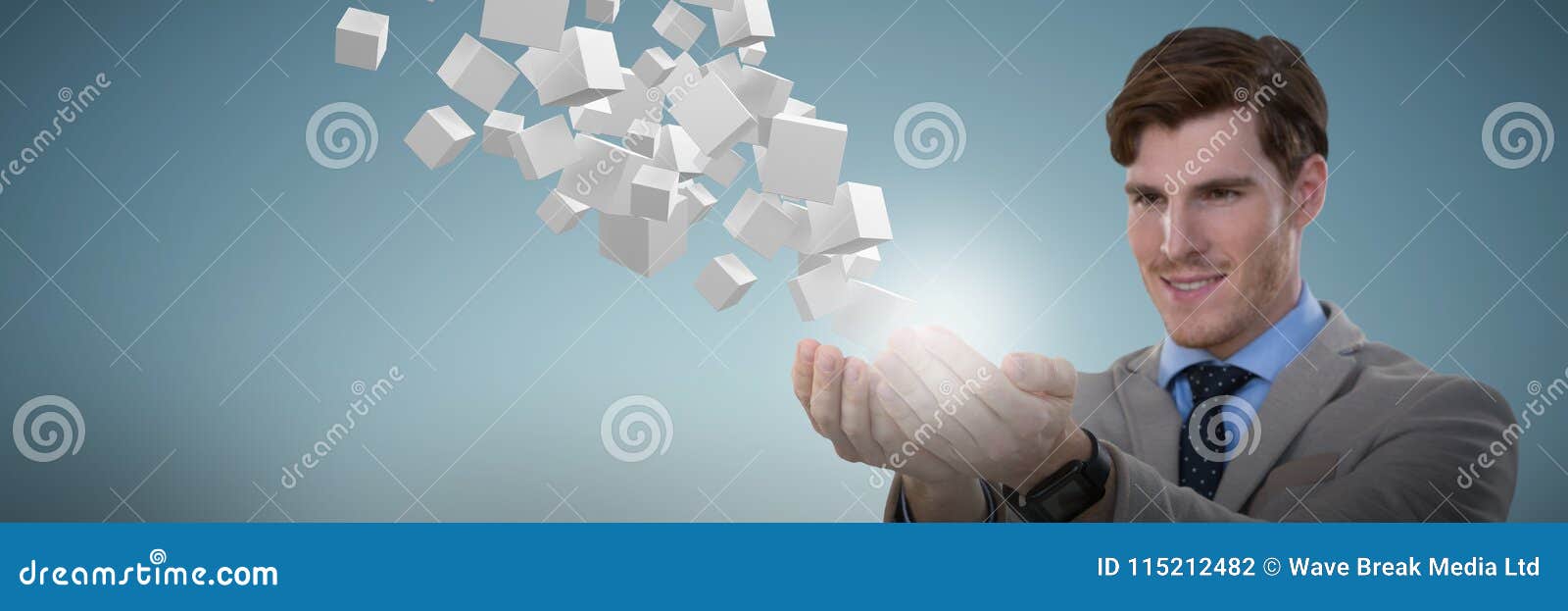 Composite Image of Businessman Presenting Object Stock Photo - Image of ...