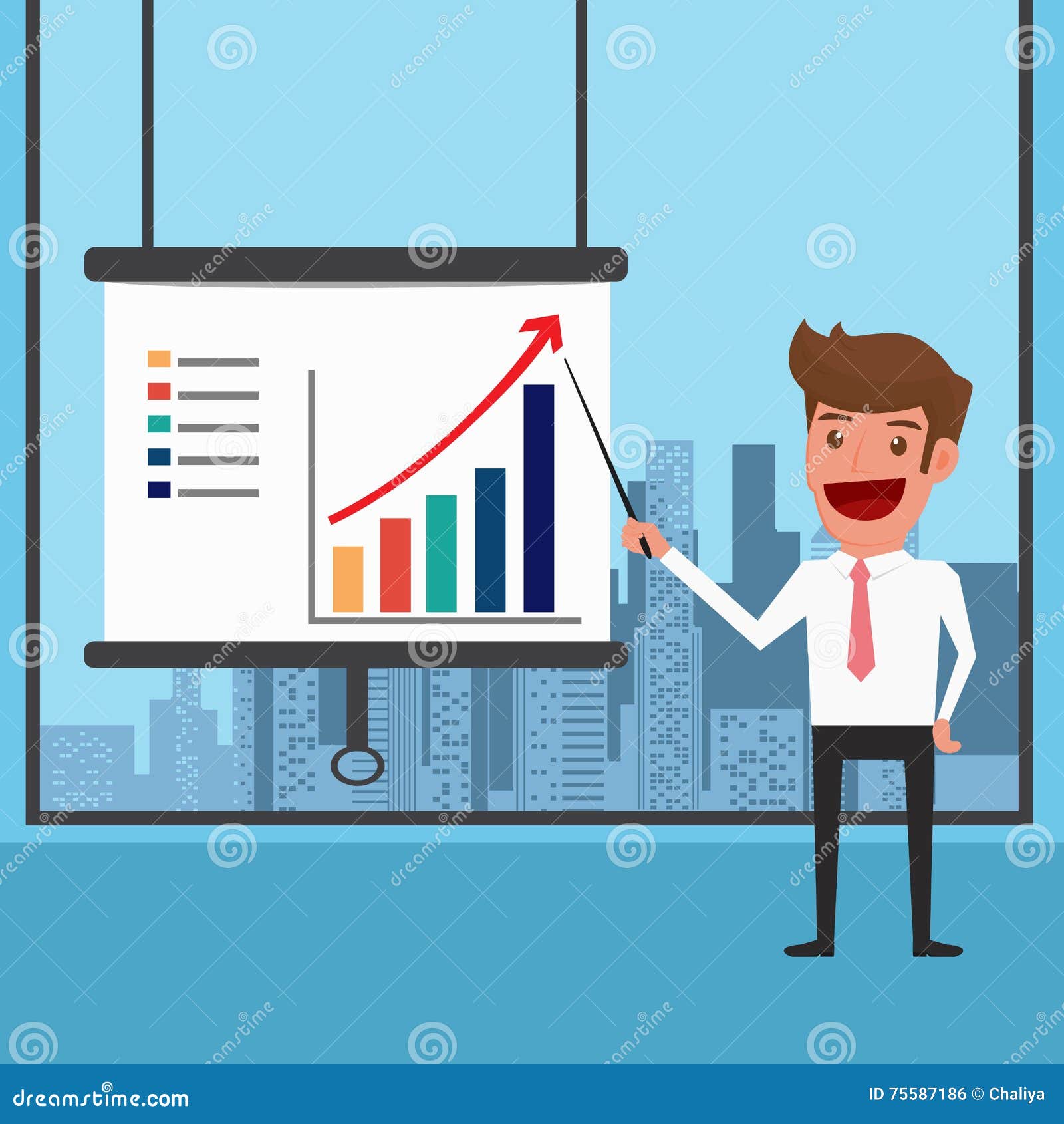 Businessman Presenting and Pointing Business Growth Chart Stock Vector ... Businessman Presenting and Pointing Business Growth Chart Stock Vector ...