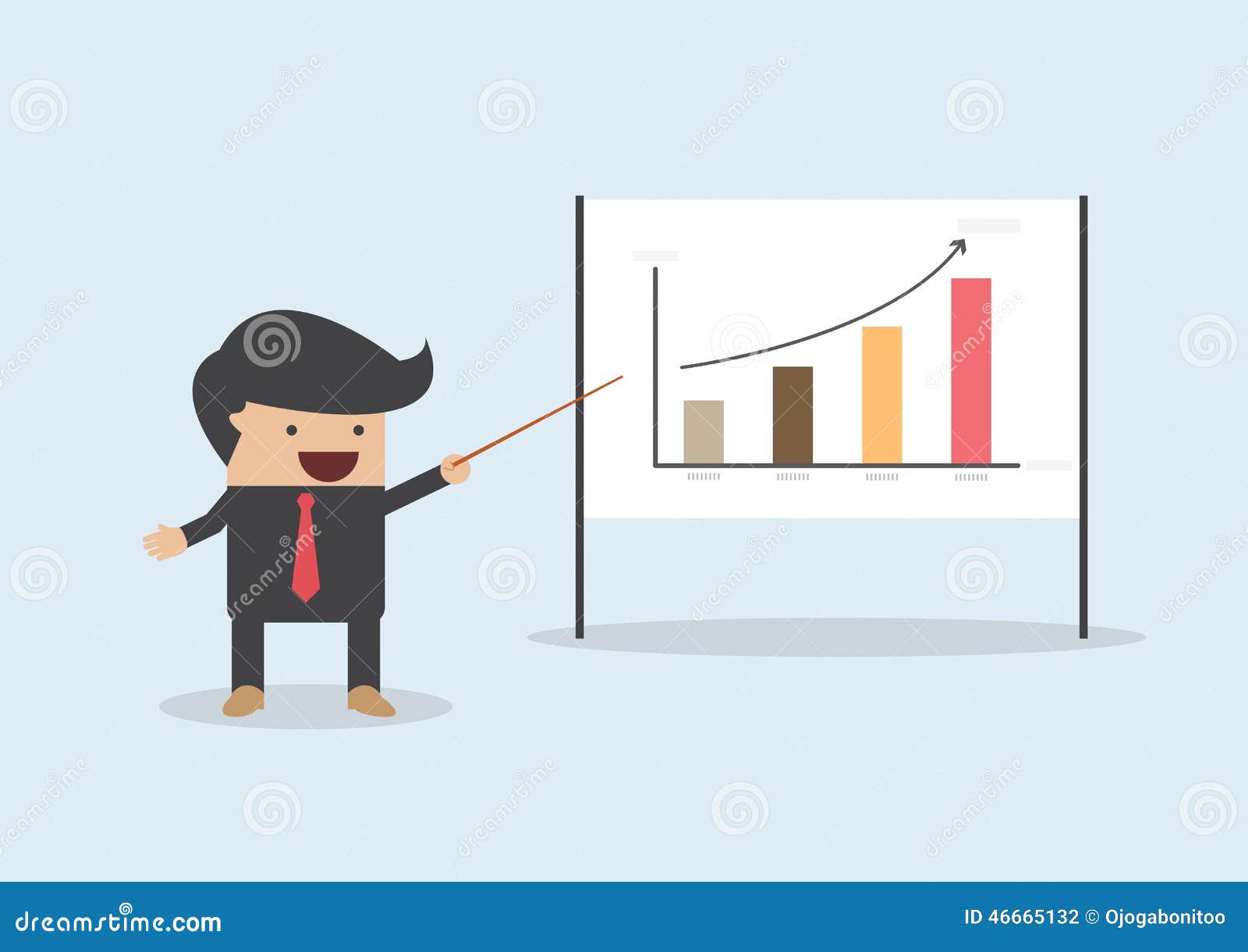 Businessman Presenting and Pointing the Graph on Board Stock Vector ...