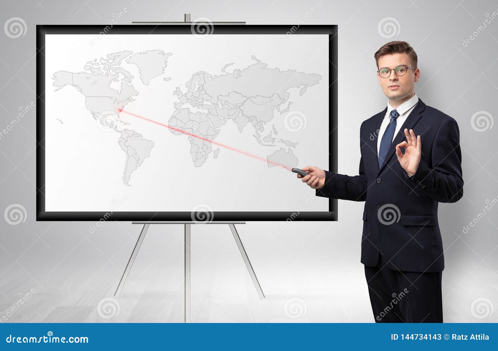 Businessman Presenting Potential Business Area on Map Stock Image ...