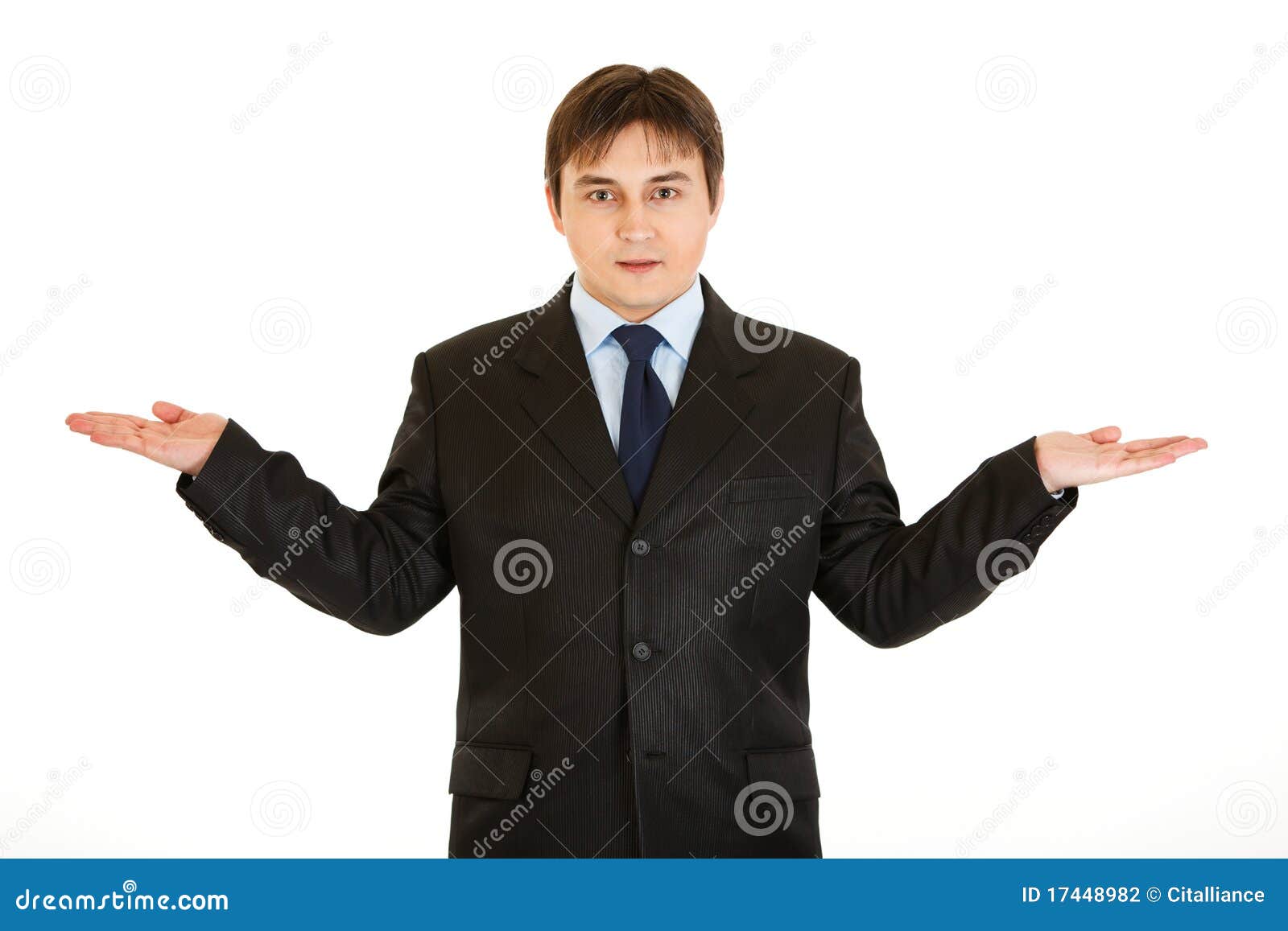 Businessman Presenting Something on Empty Hands Stock Photo - Image of ...