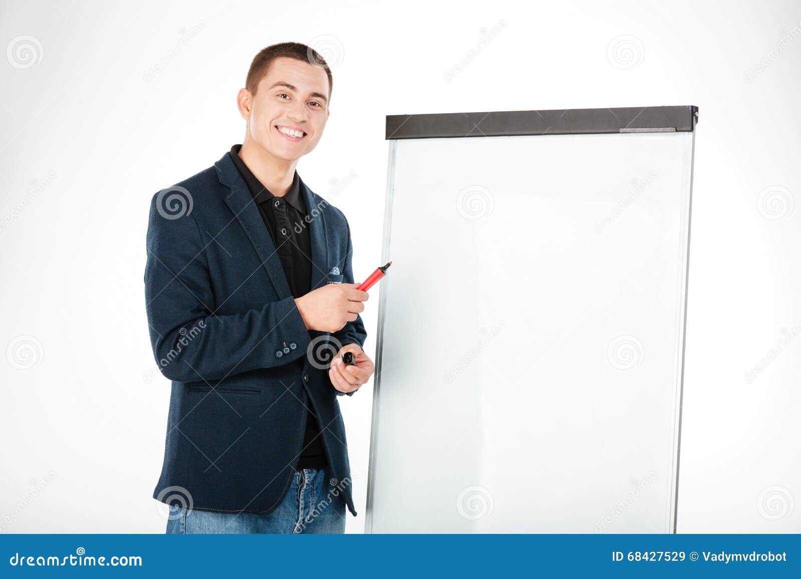 Businessman Presenting Something on Whiteboard Stock Image - Image of ...