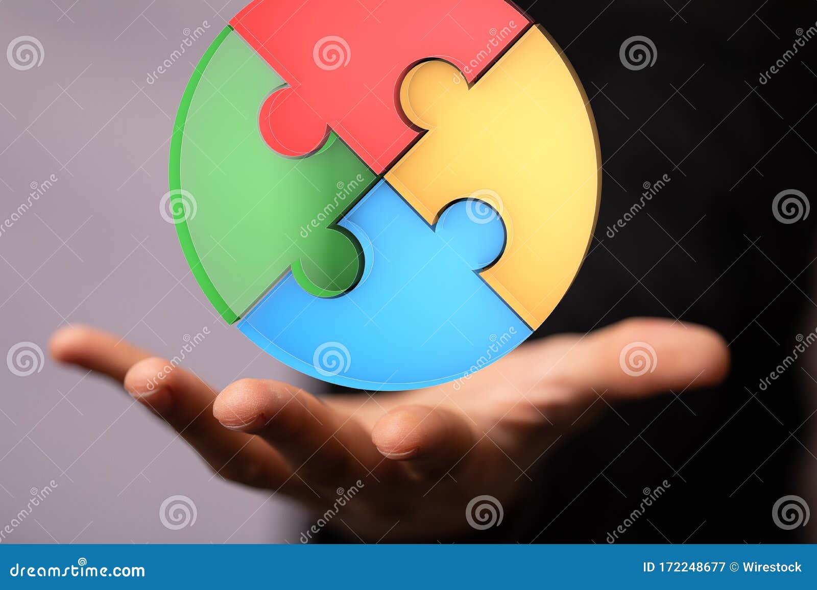 Businessman Presenting a Virtual Projection of a Pie Chart for a ...