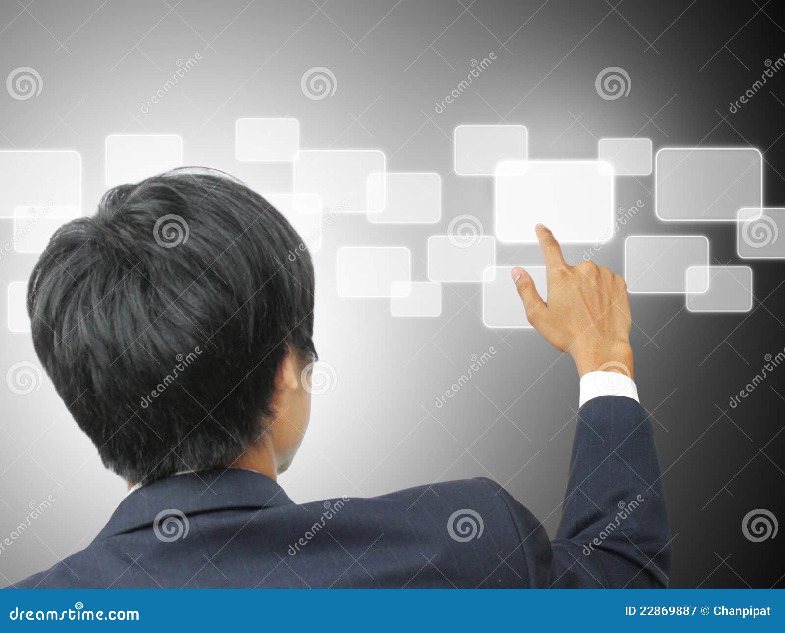 Businessman press button stock image. Image of press - 22869887