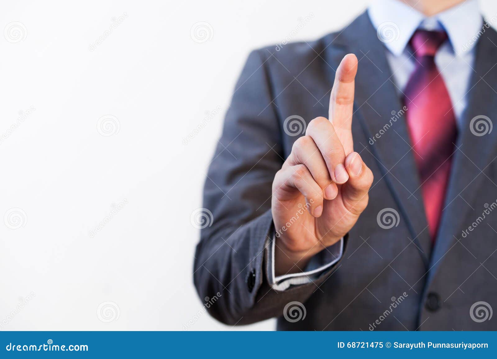 Businessman Pressing in the Air with One Finger Stock Image - Image of ...