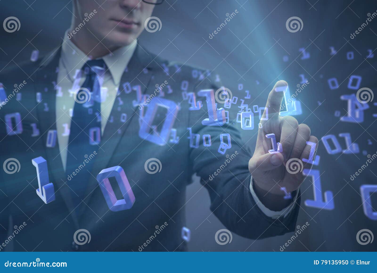 The Businessman Pressing Binary Buttons in Tech Concept Stock Photo ...