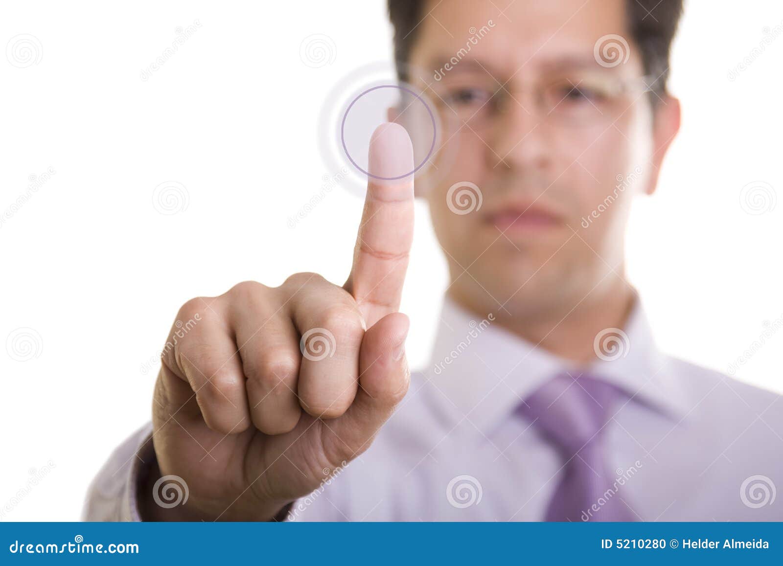 Businessman Pressing a Button Stock Photo - Image of identification ...