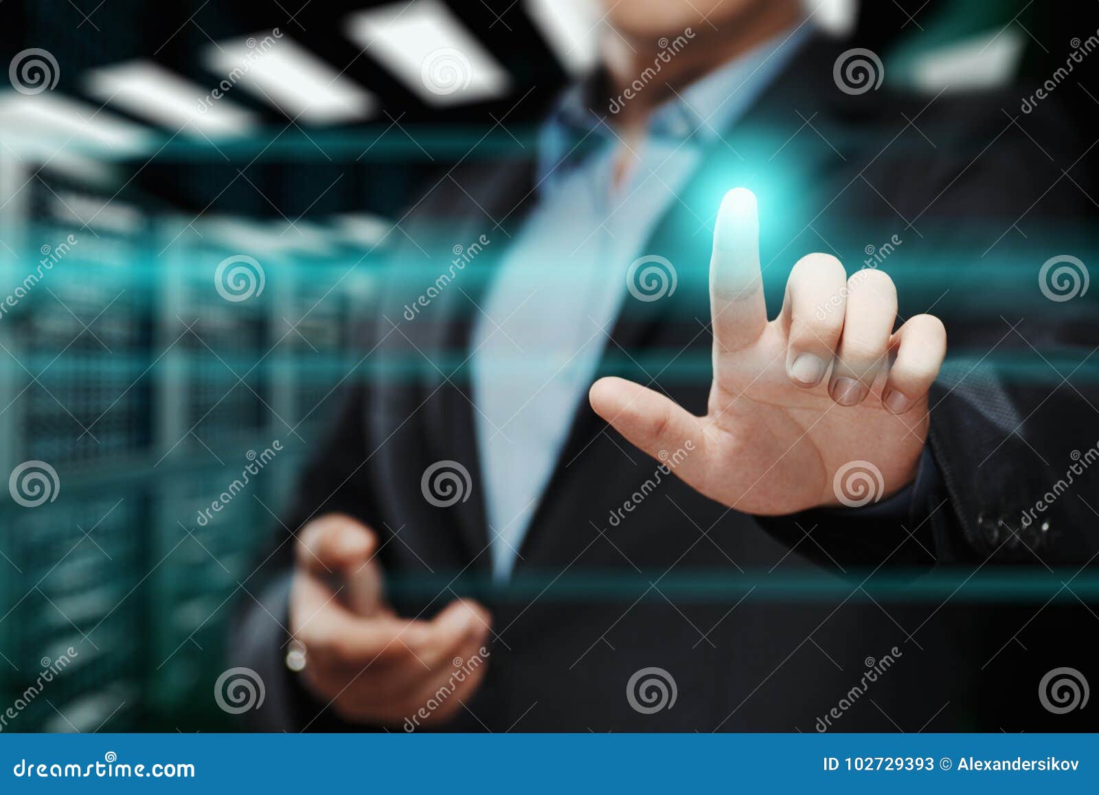 Businessman Pressing Button. Innovation Technology Internet Business ...