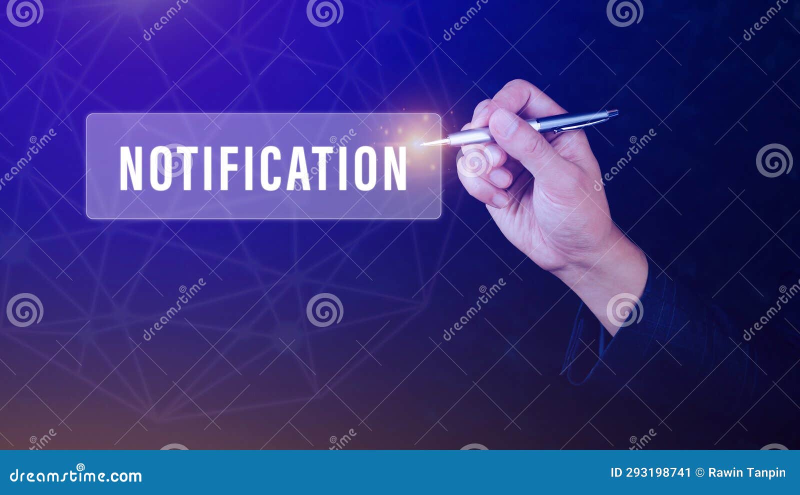 Businessman Pressing Button Notification on Virtual Screens, Business ...