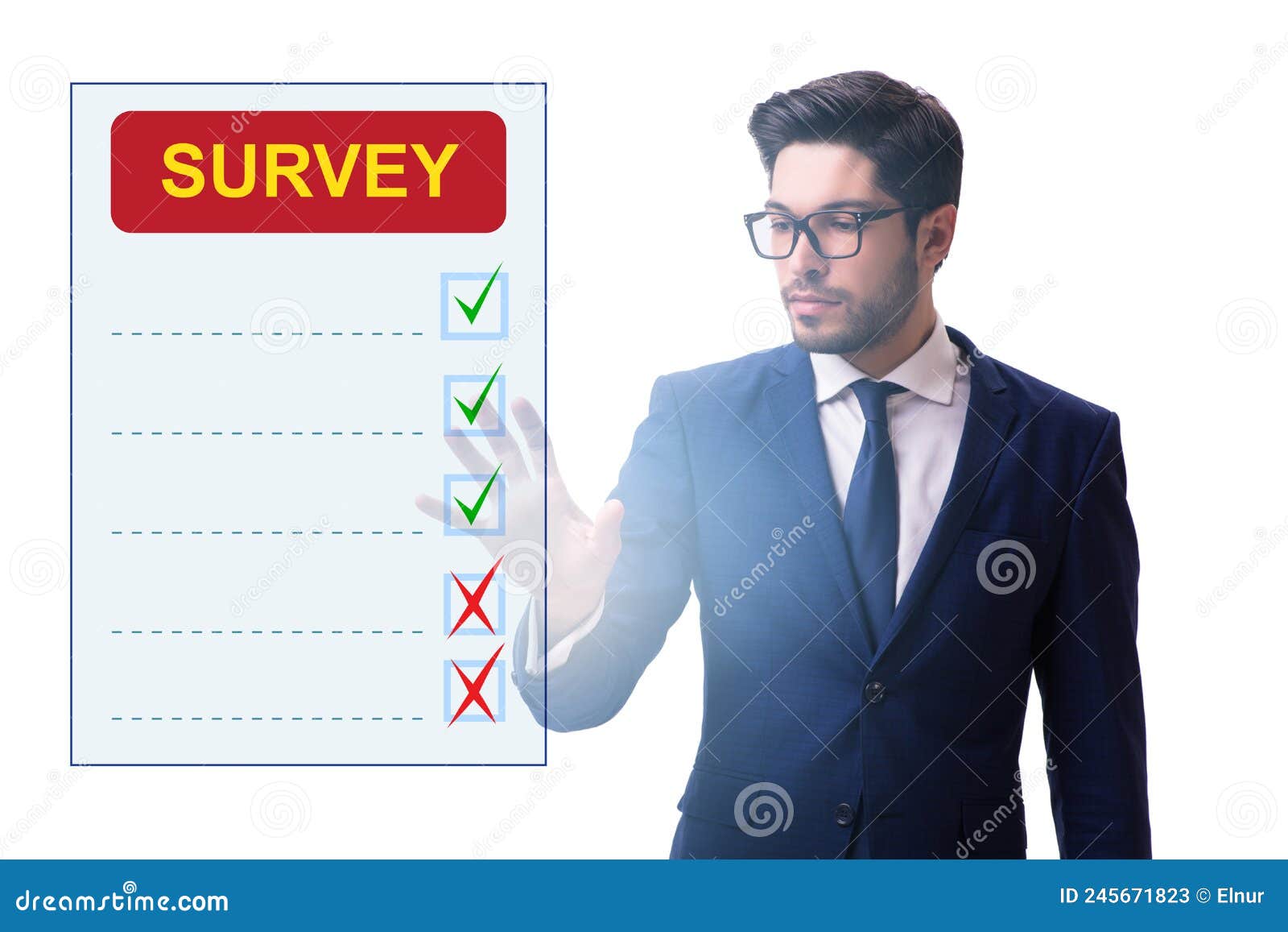 Businessman Pressing Buttons on Virtual Accident Report Stock Image ...