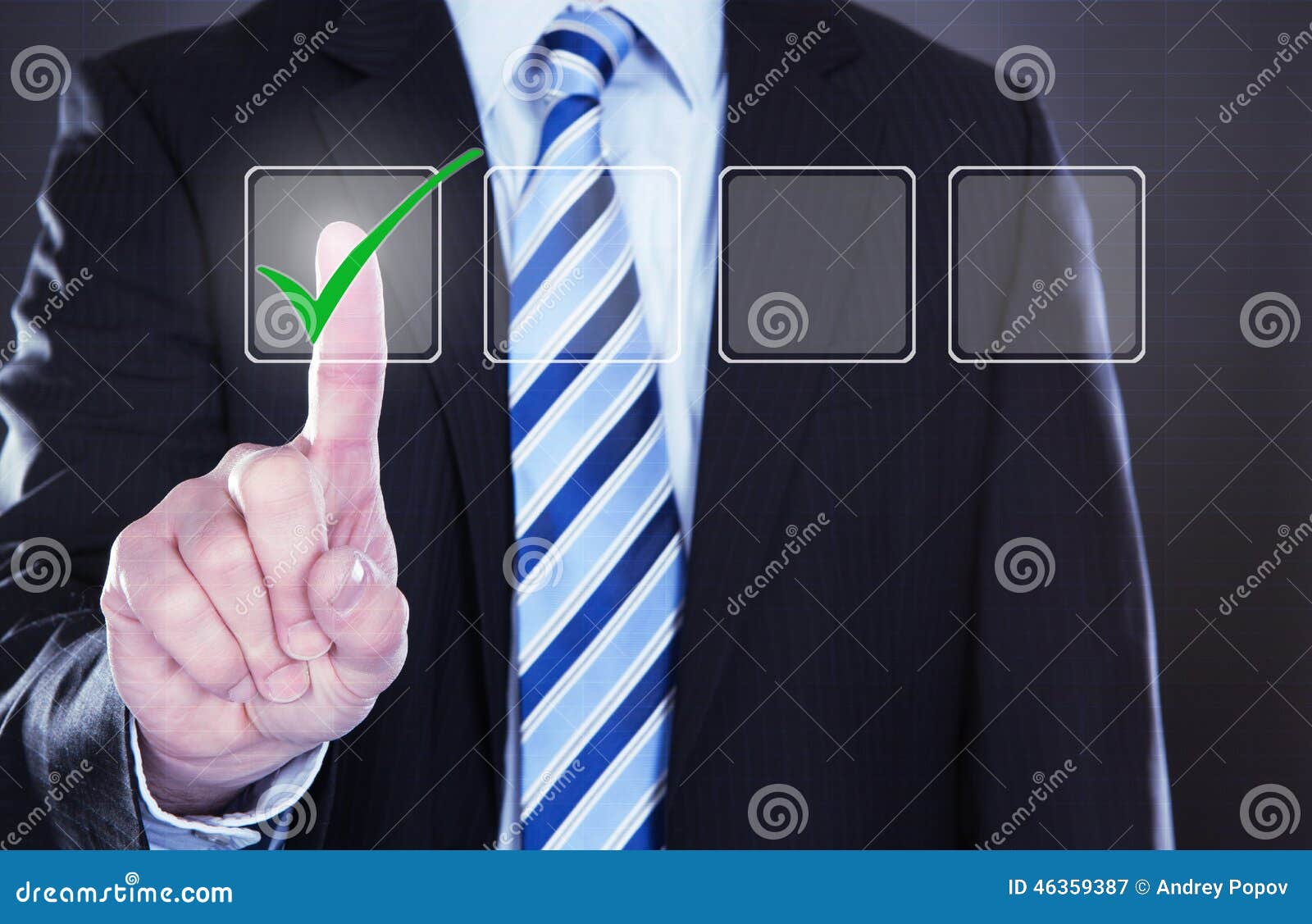 Businessman Pressing Check Mark Button Stock Image - Image of ...