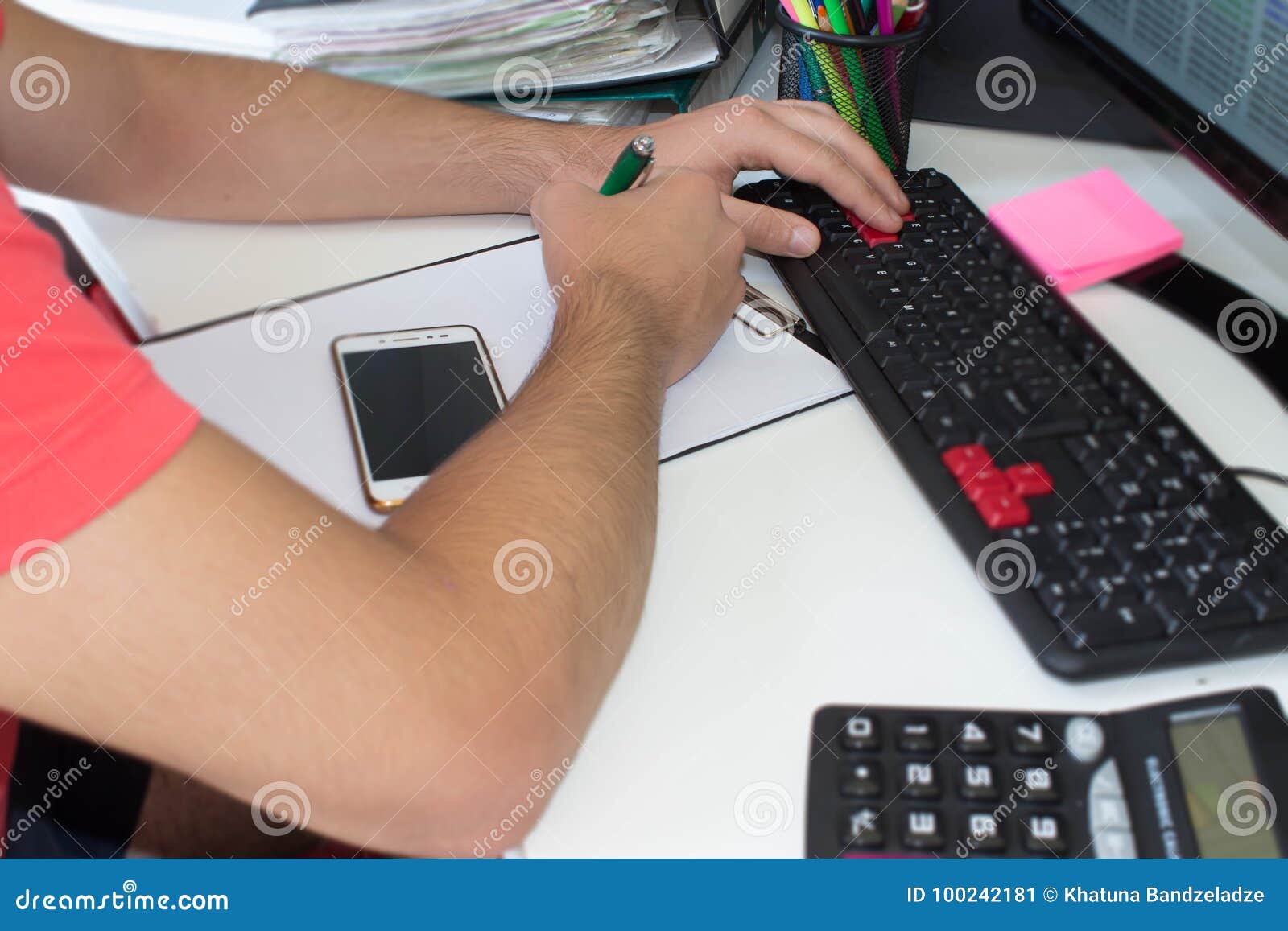 Businessman Pressing Computer Button - Financial Analyzing Concept ...