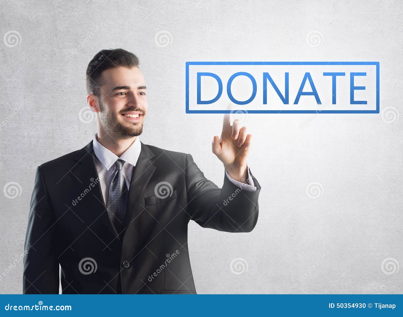 Businessman Pressing a Donate Sign Stock Photo - Image of assist ...