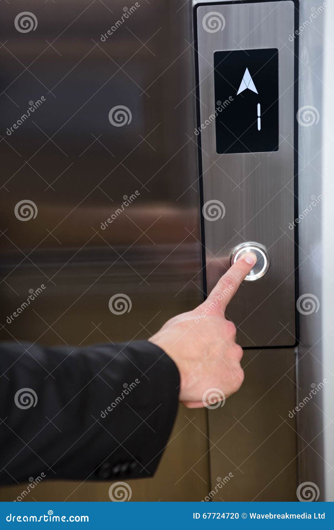 Businessman Pressing Elevator Button Stock Photo - Image of hand ...