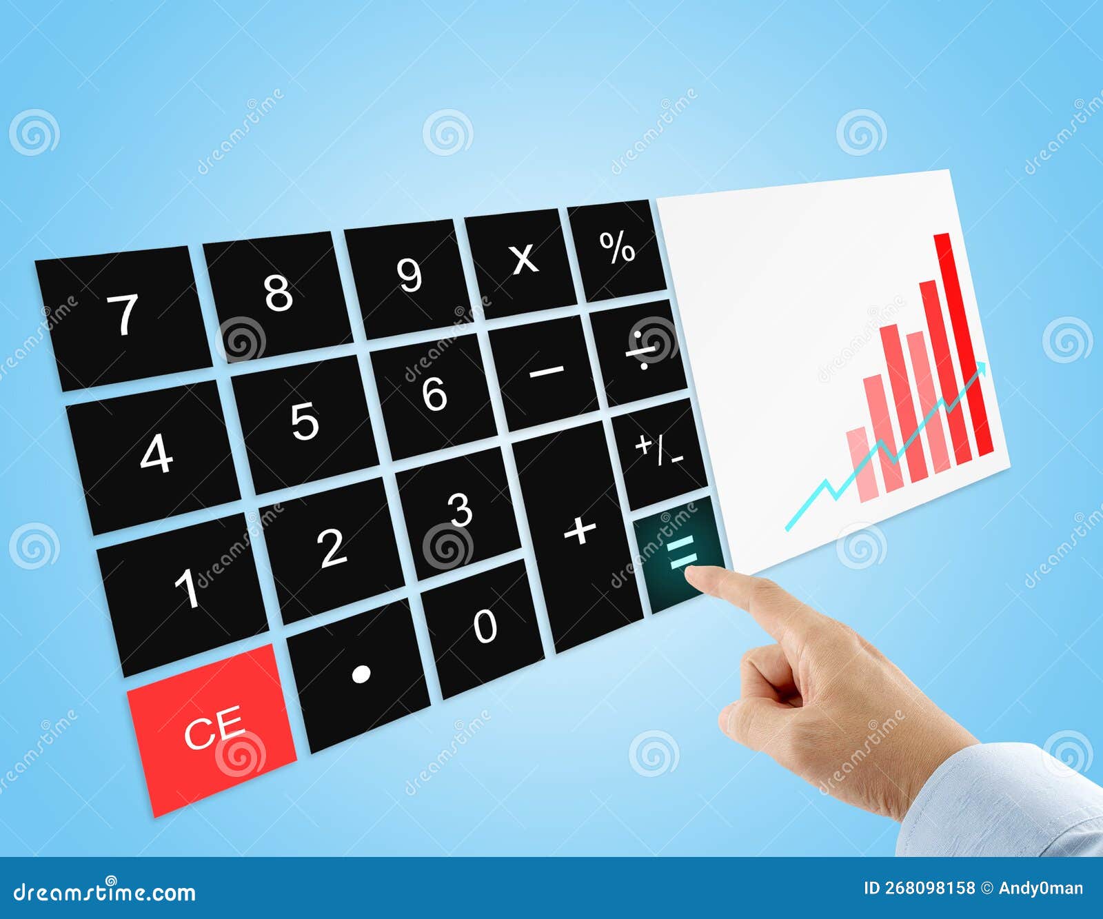 Businessman Pressing Equal Sign Button on Wide Screen Digital ...