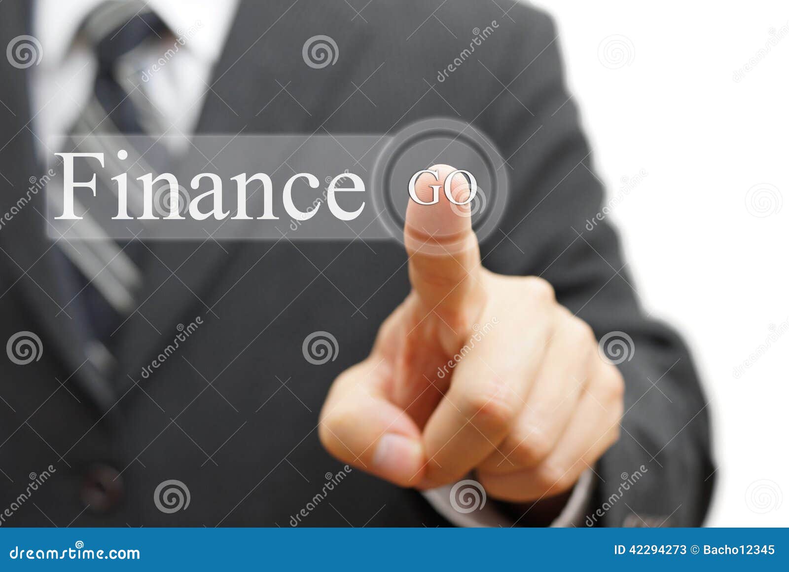 Businessman Pressing Finance on Virtual Button Stock Image - Image of ...