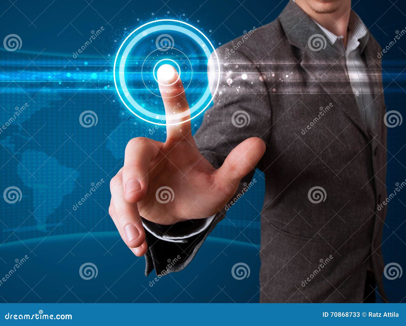 Businessman Pressing High Tech Type of Modern Buttons Stock Image ...