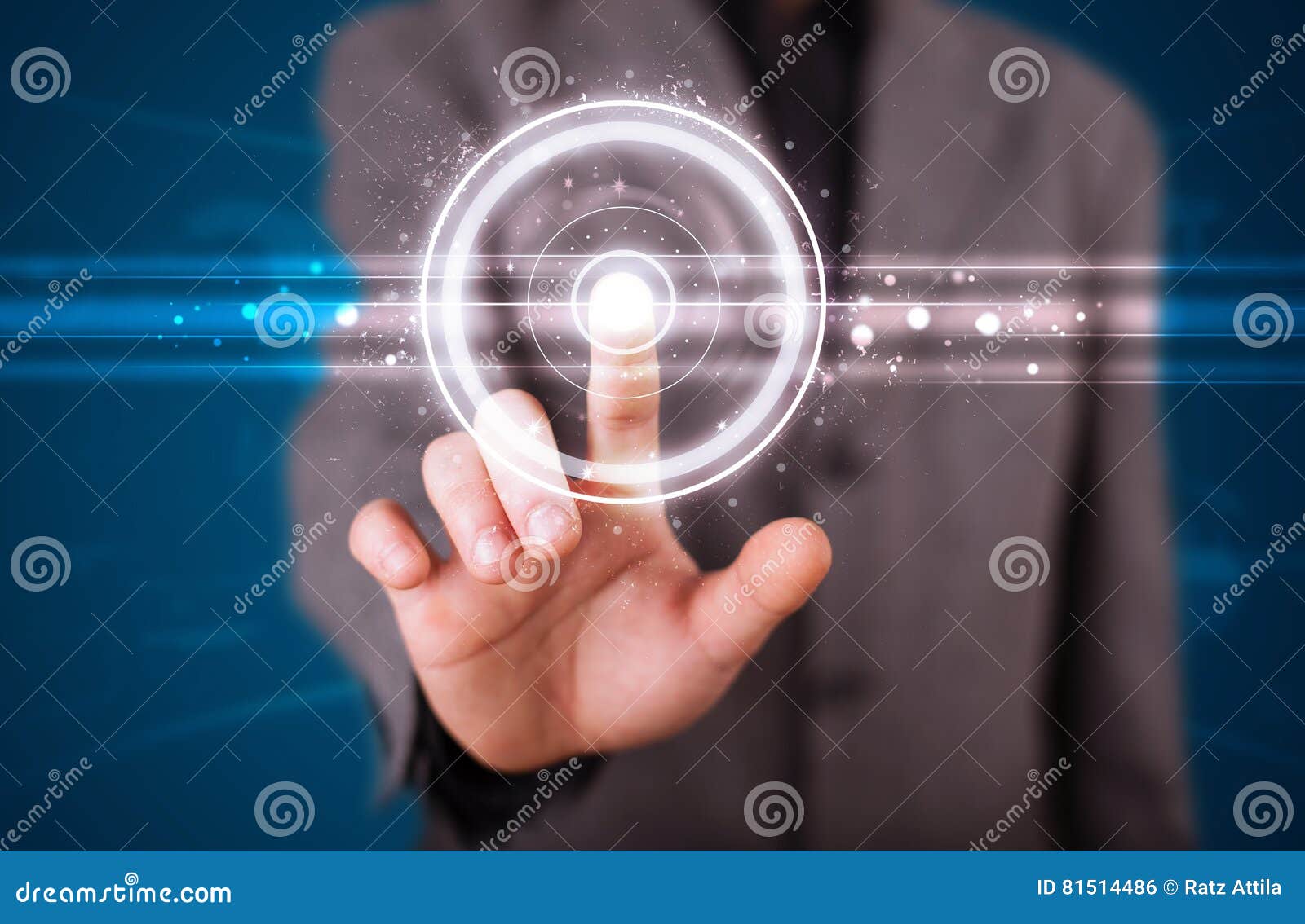 Businessman Pressing High Tech Type of Modern Buttons Stock Photo ...