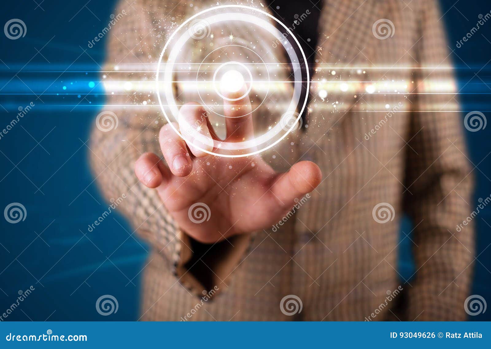 Businessman Pressing High Tech Type of Modern Buttons Stock Photo ...