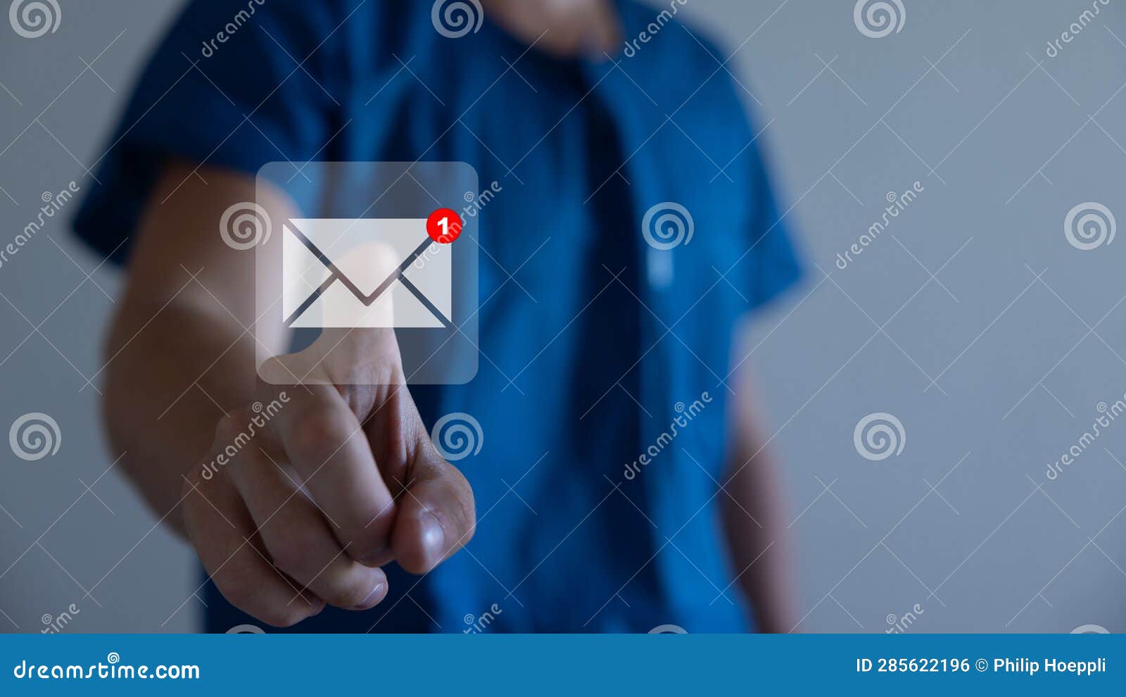 Businessman Pressing Messaging Type of Modern Icons with Virtual ...